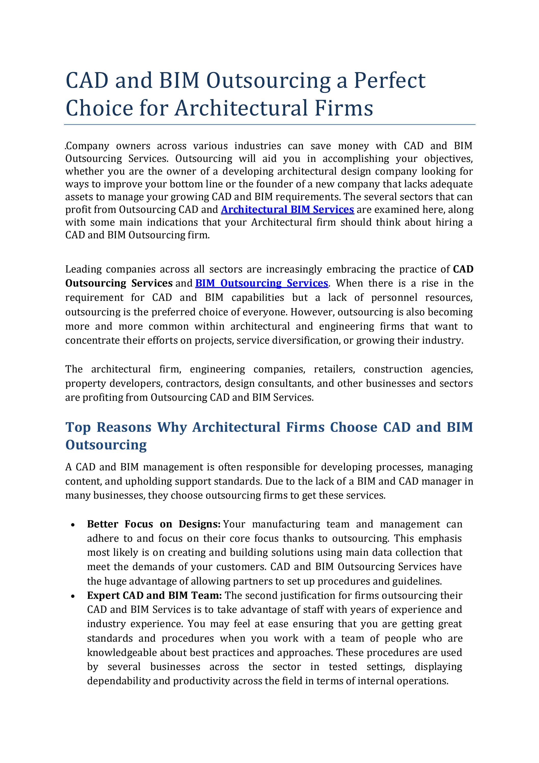 CAD and BIM Outsourcing a Perfect Choice for Architectural Firms by ...