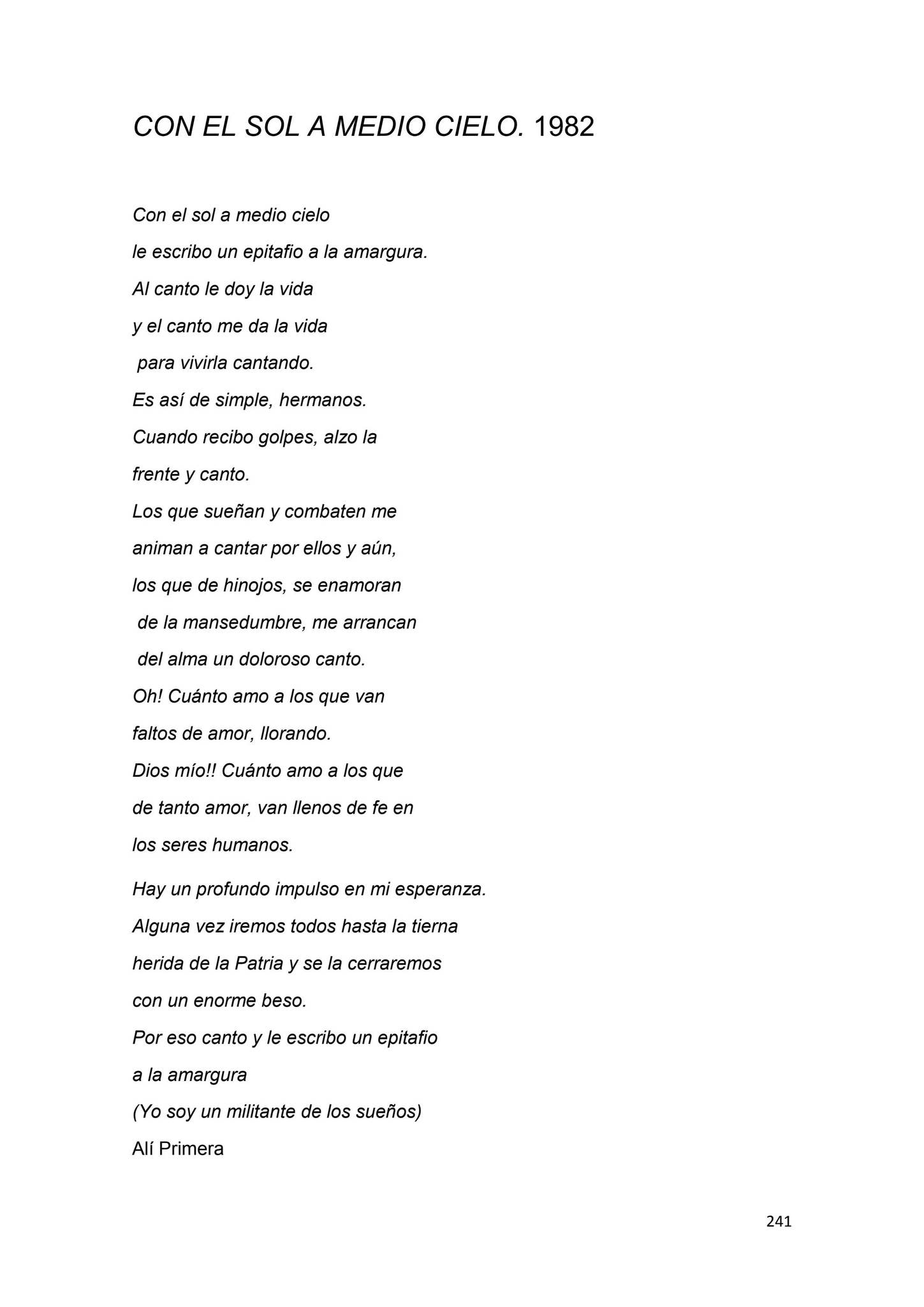 La Canción de Alí Primera, motivación a la lucha por la defensa de ...