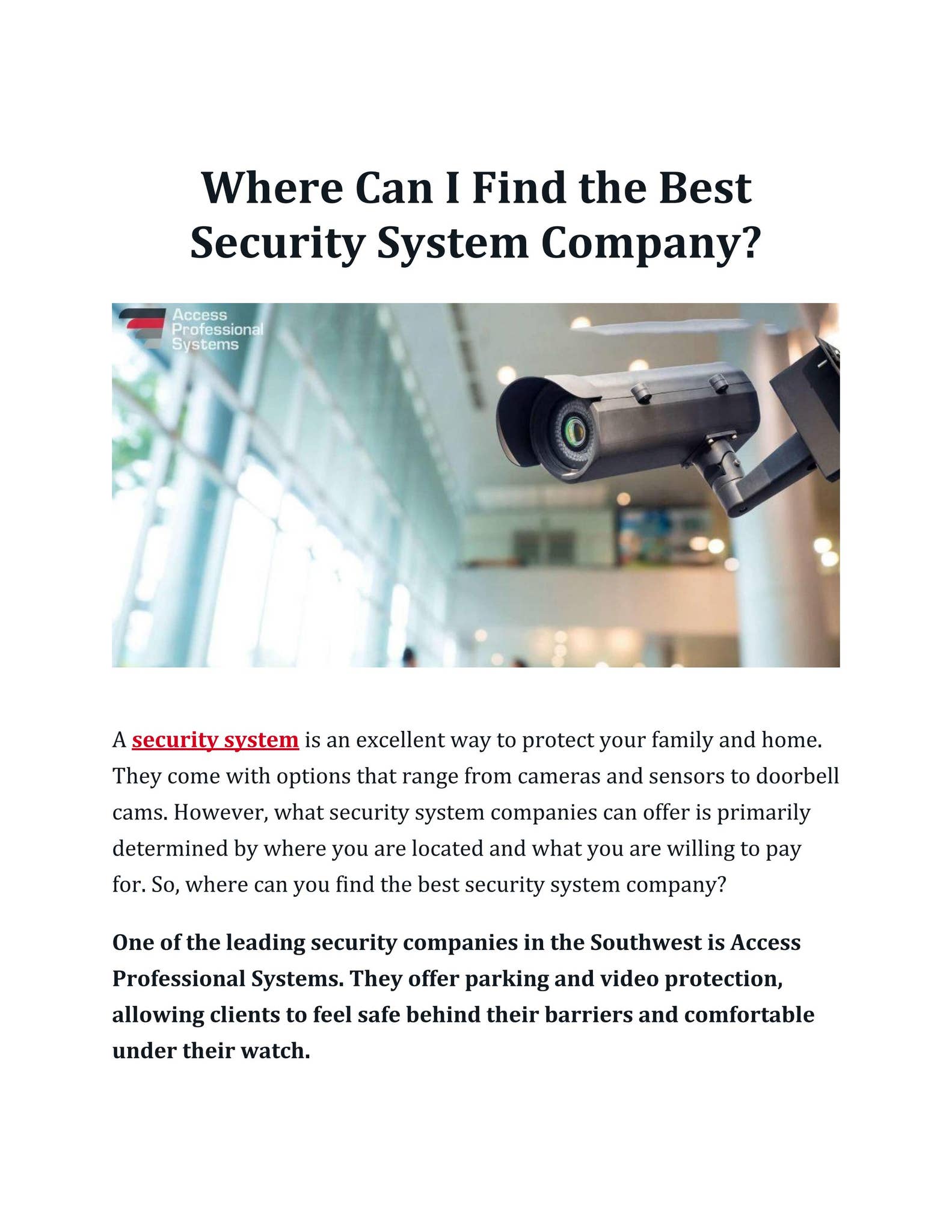 Where Can I Find the Best Security System Company? by access ...