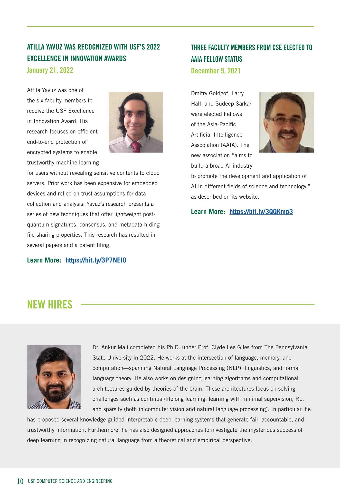 USF Dept. of Computer Science and Engineering Annual Report by USF ...