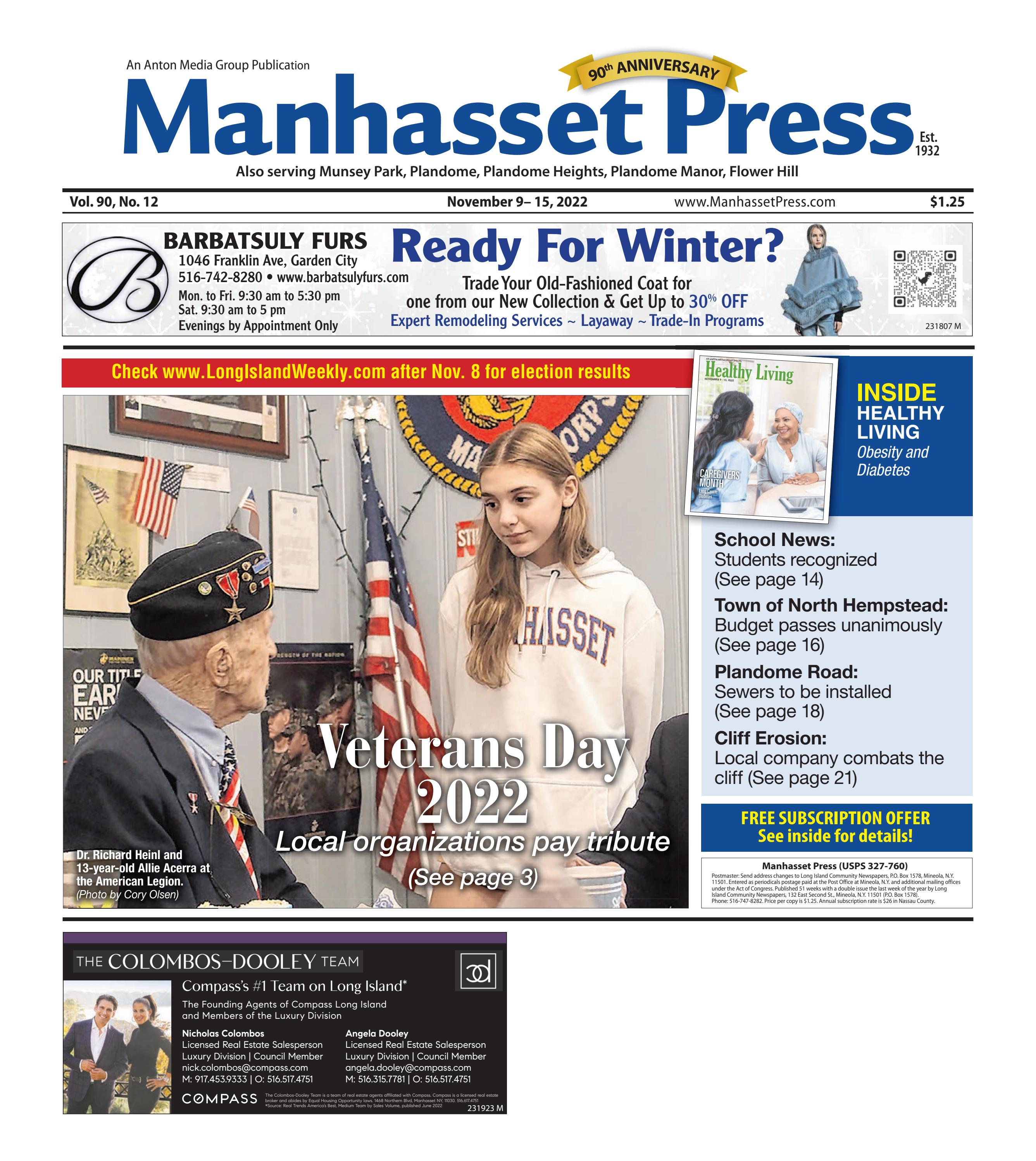 Manhasset Press 11/9/22 edition is published weekly by Anton Media ...
