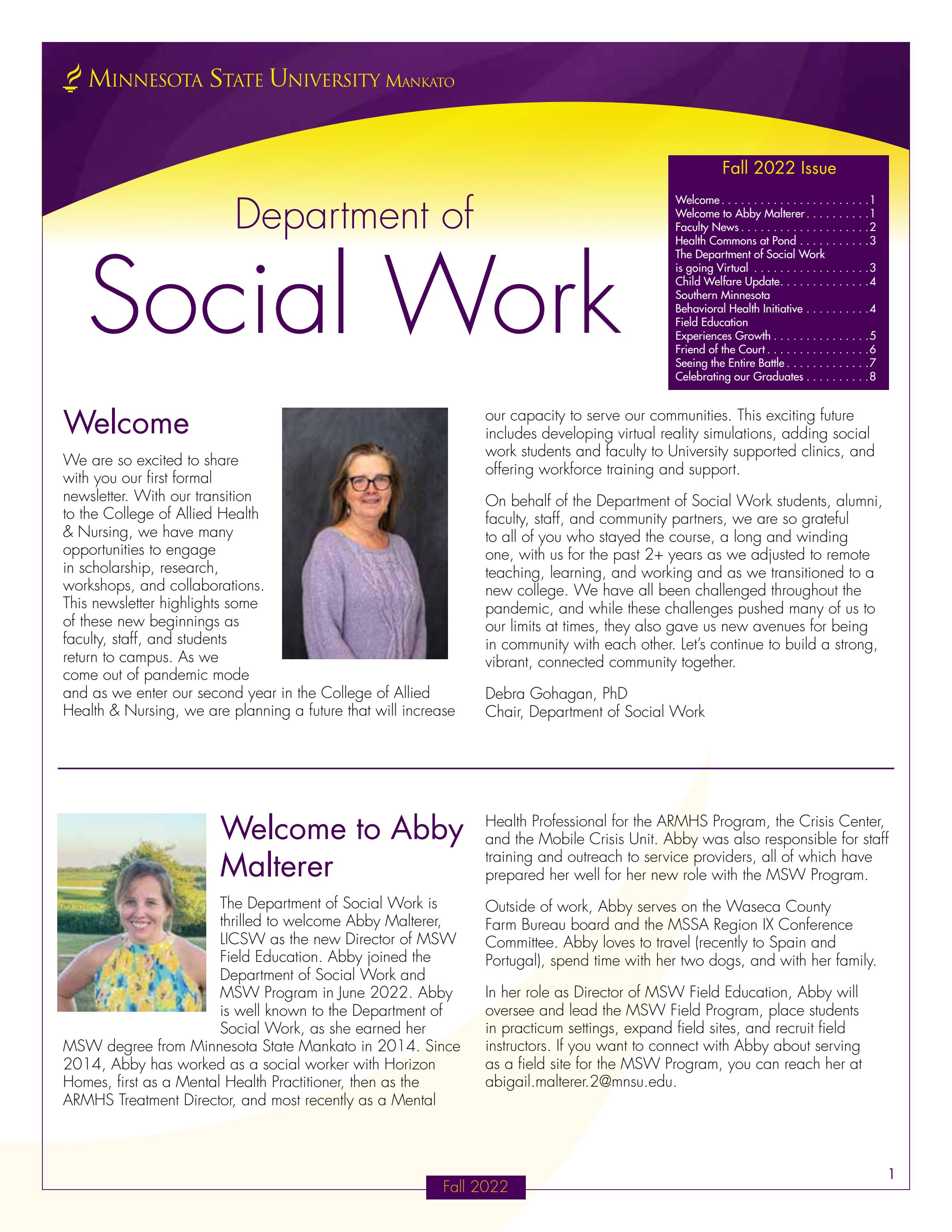Department of Social Work Newsletter by Minnesota State University ...