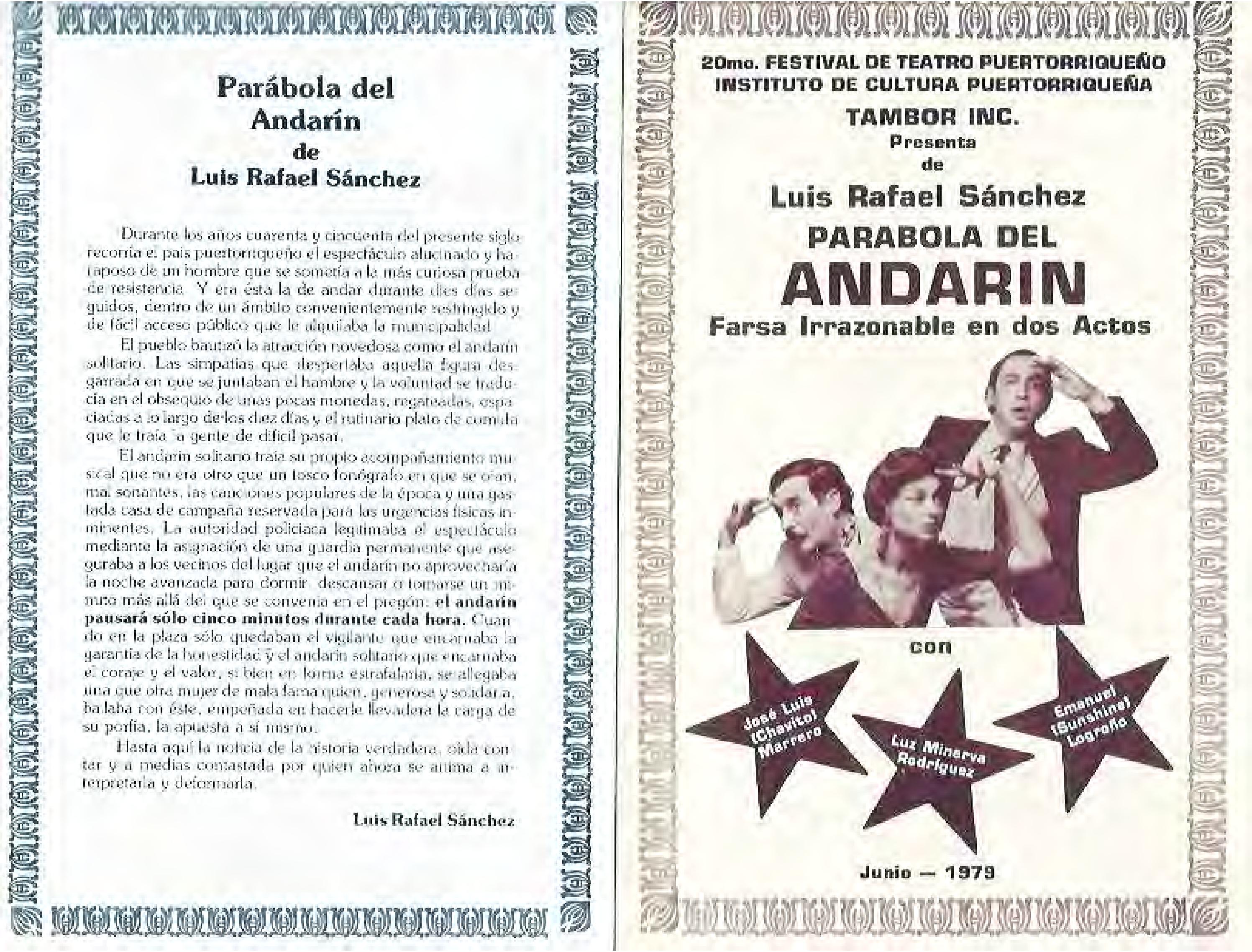 IATR: PROGRAMAS DE TEATRO: 1979 EL ANDARIN de LUIS RAFAEL SÁNCHEZ by ...