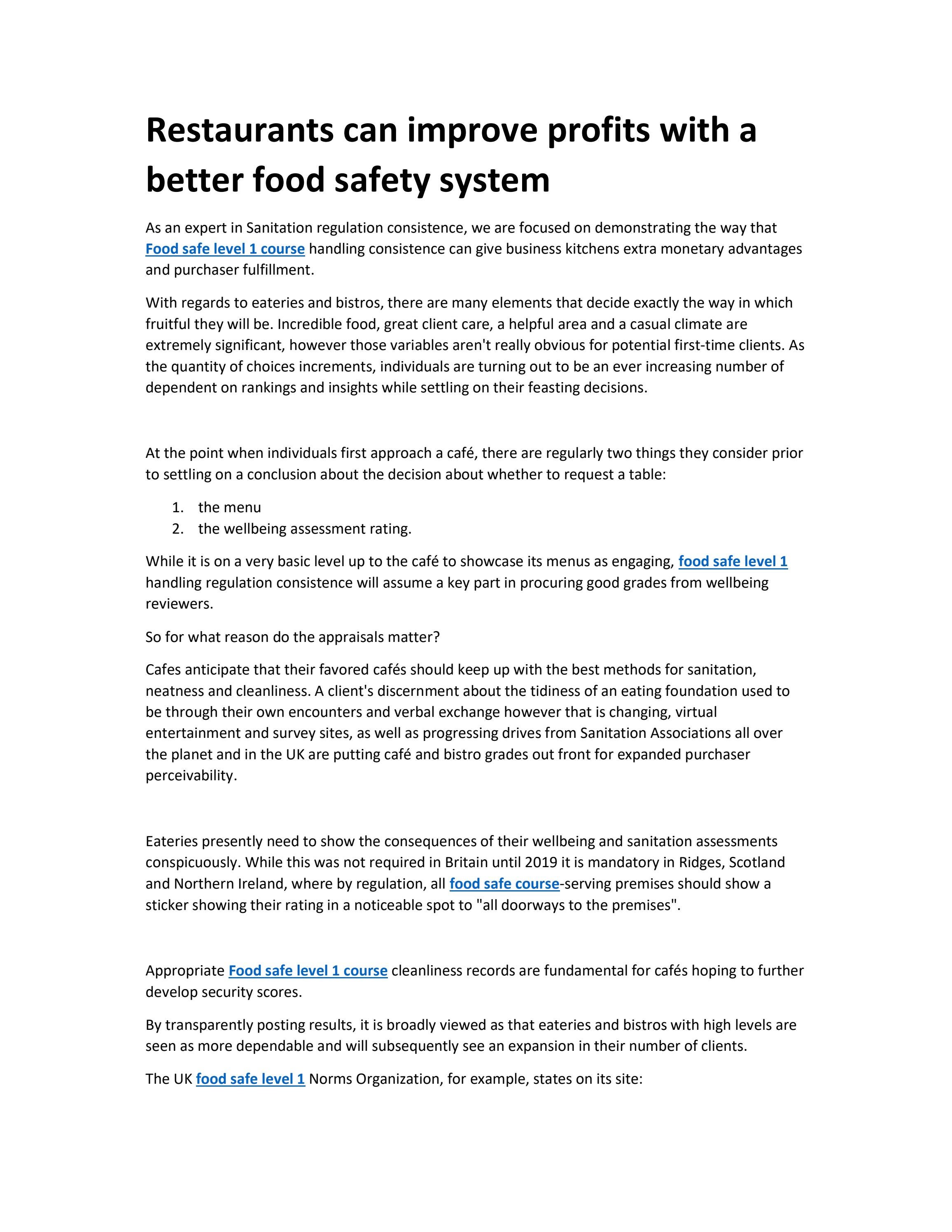 Restaurants Can Improve Profits With A Better Food Safety System By restaurants-can-improve-profits-with-a-better-food-safety-system-by