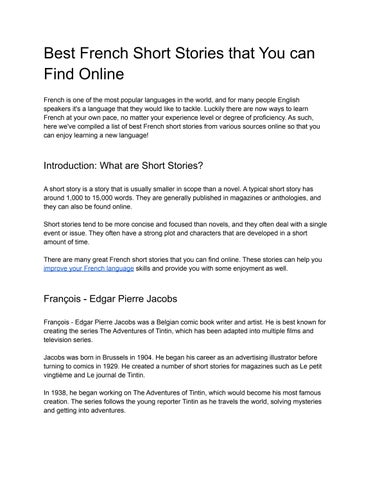 Best French Short Stories That You Can Find Online By CCube Academy Issuu