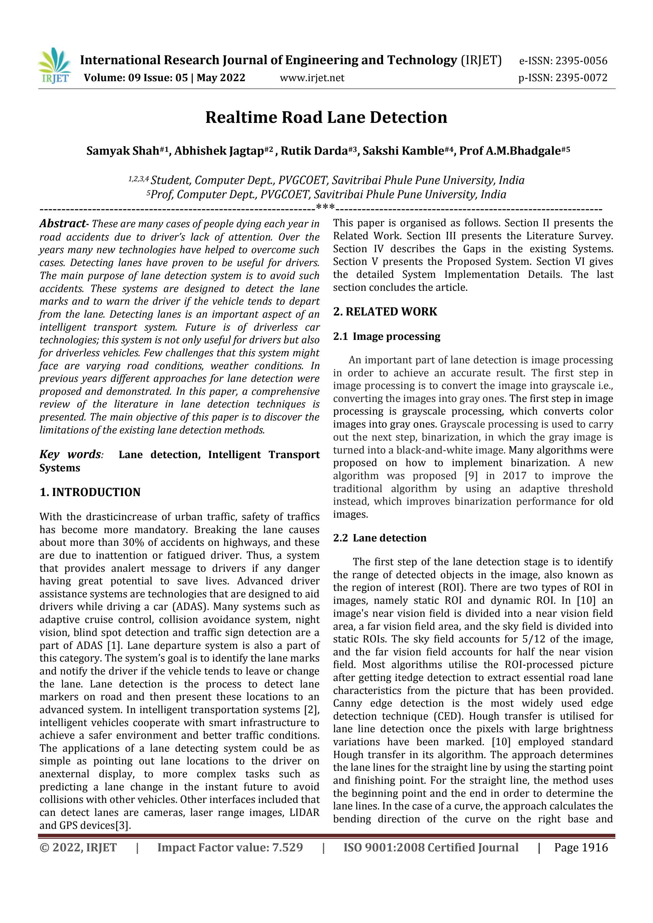 Realtime Road Lane Detection by IRJET Journal - Issuu