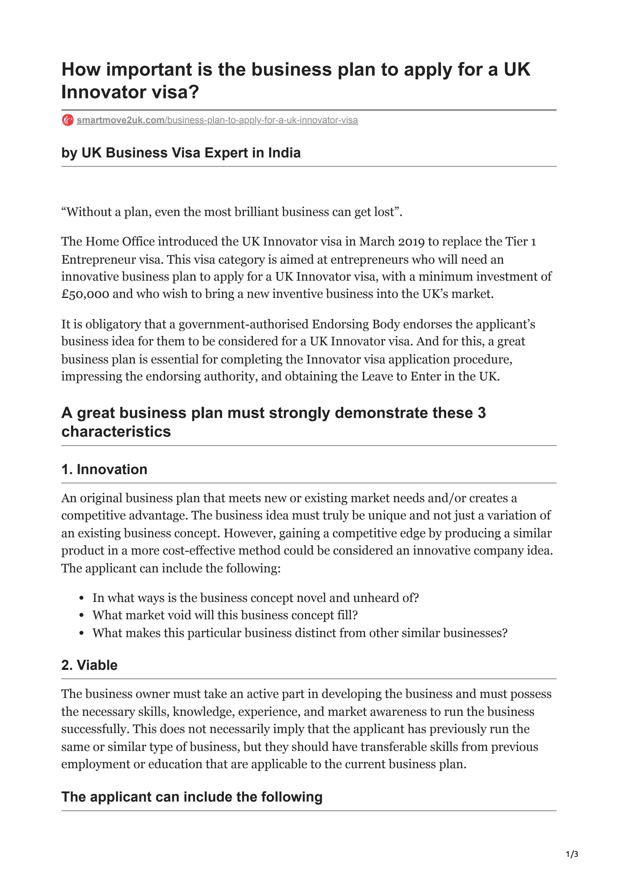 Importance Of Business Plan To Apply For A UK Innovator Visa By The importance-of-business-plan-to-apply-for-a-uk-innovator-visa-by-the