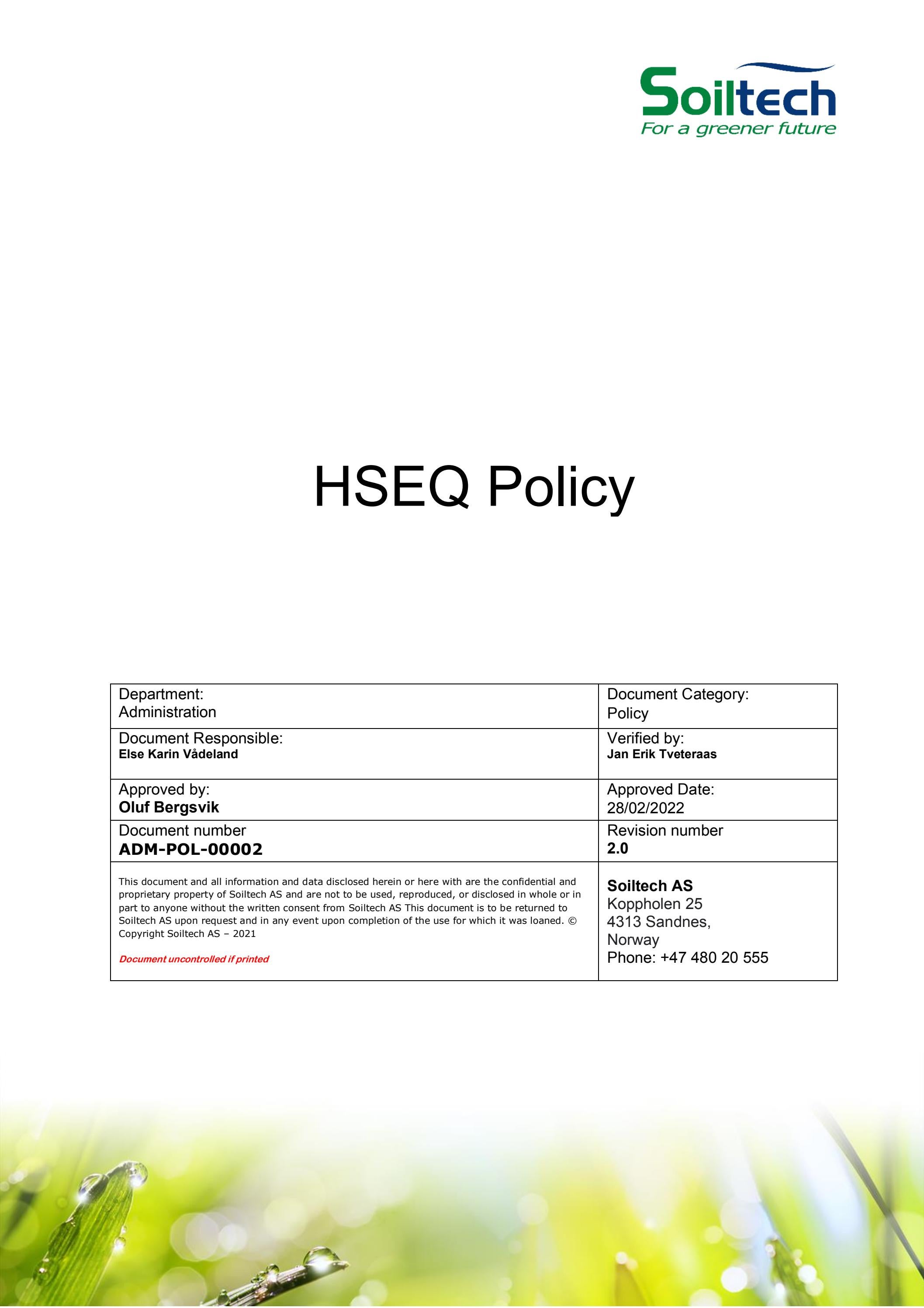 Soiltech HSEQ Policy by Soiltechas - Issuu