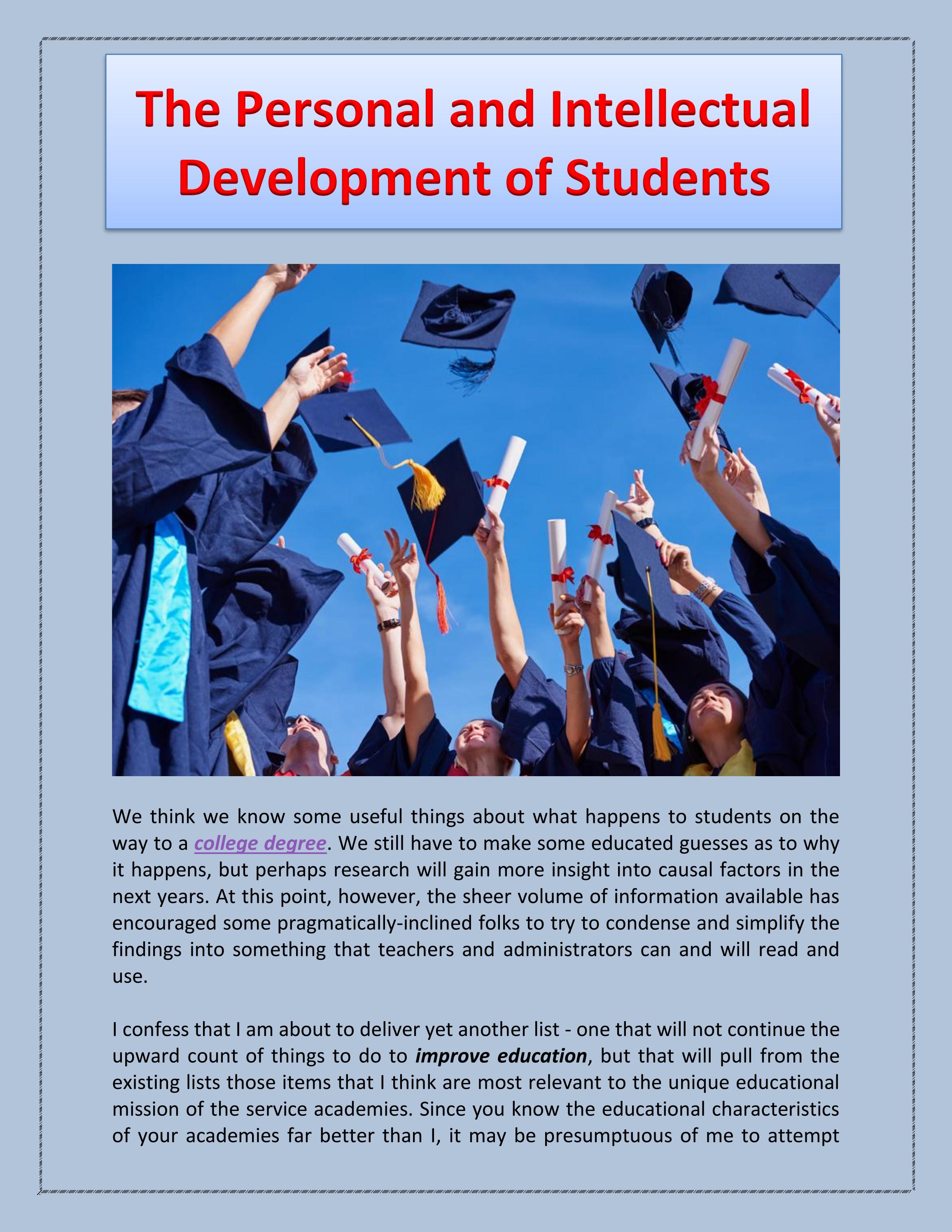 The Personal and Intellectual Development of Students by Jeff C. Palmer ...
