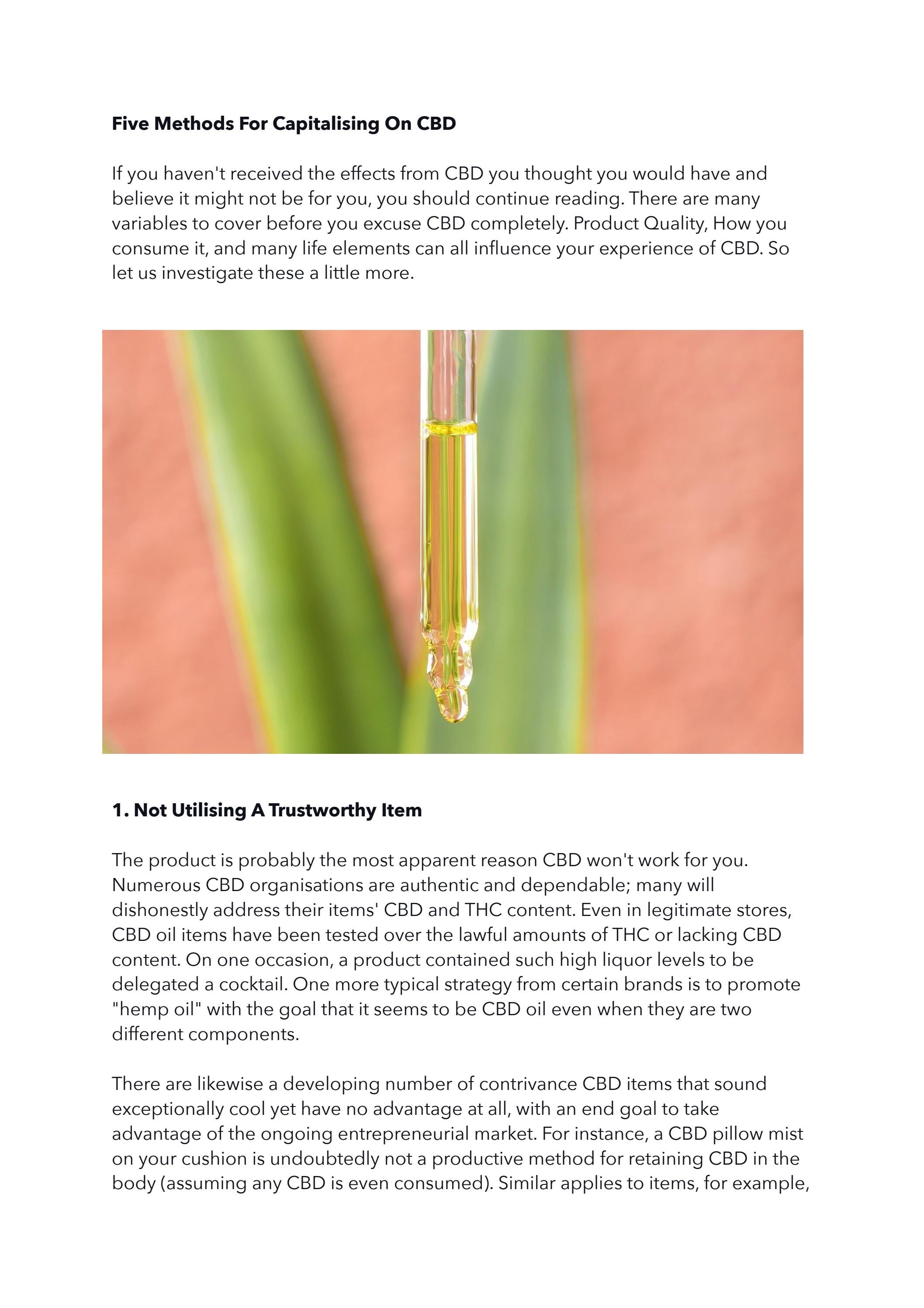 Five Methods For Capitalising On CBD by Unique CBD - Issuu