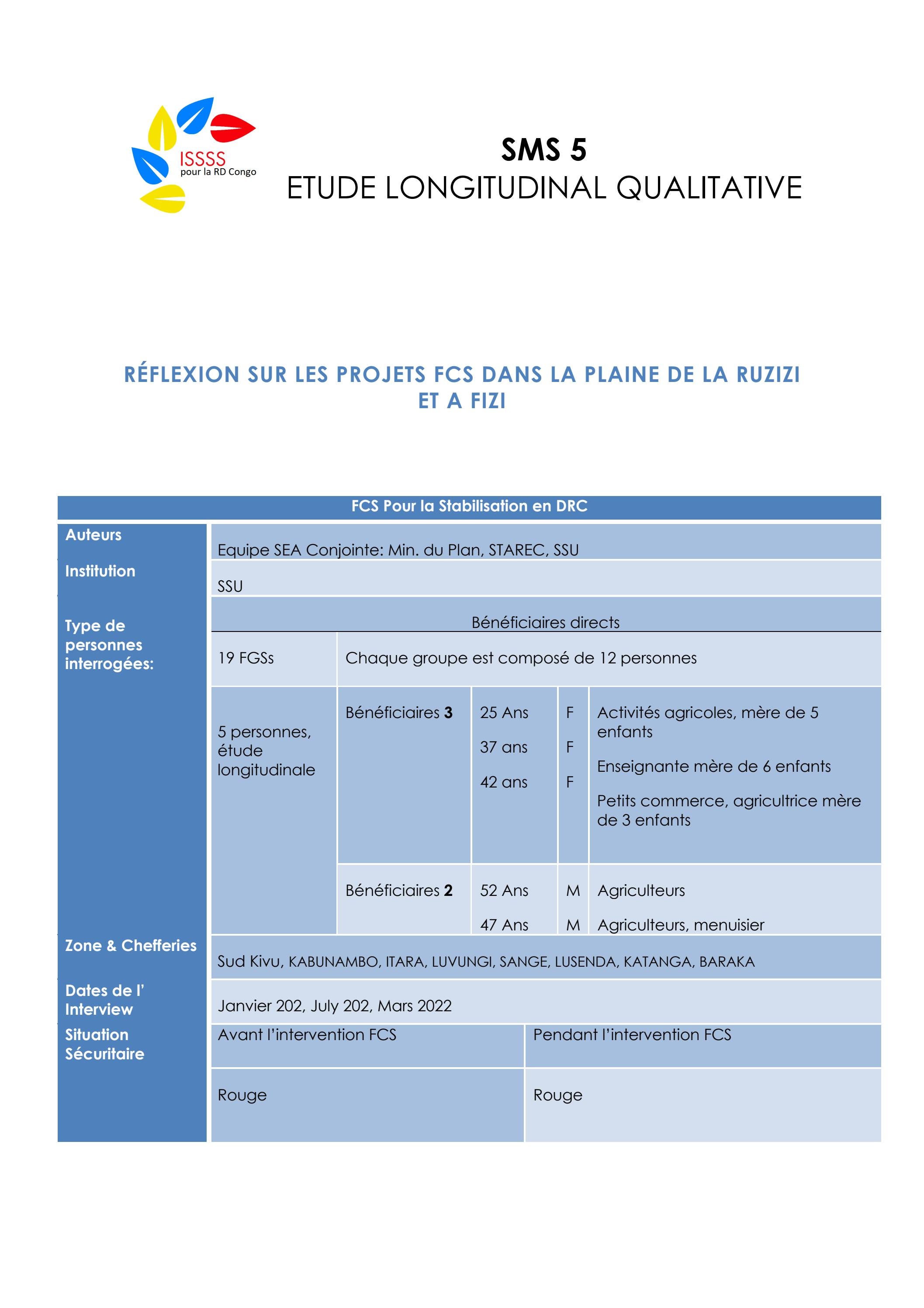 ETUDE LONGITUDINAL QUALITATIVE, SUD KIVU by sms_drc - Issuu