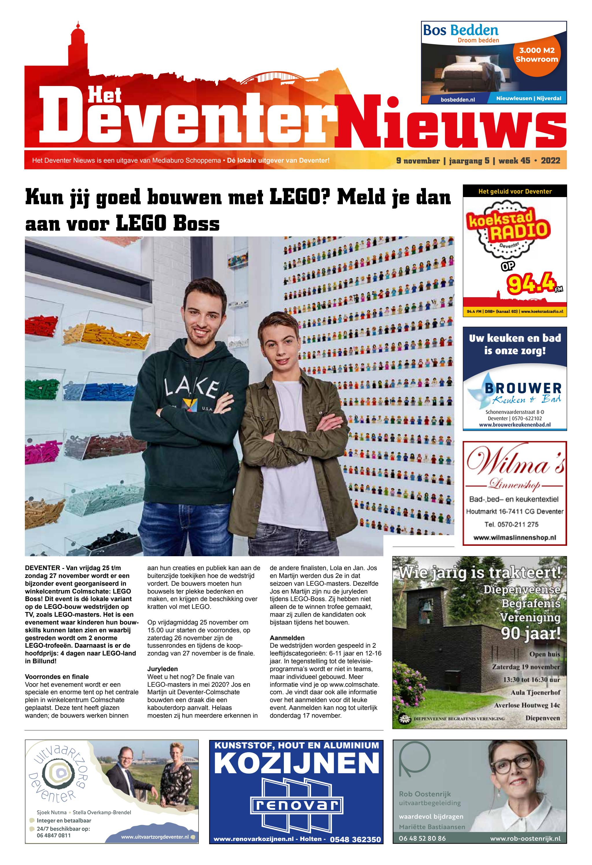 Deventer Nieuws week 45 2022 by Mediaburo Schoppema - Issuu
