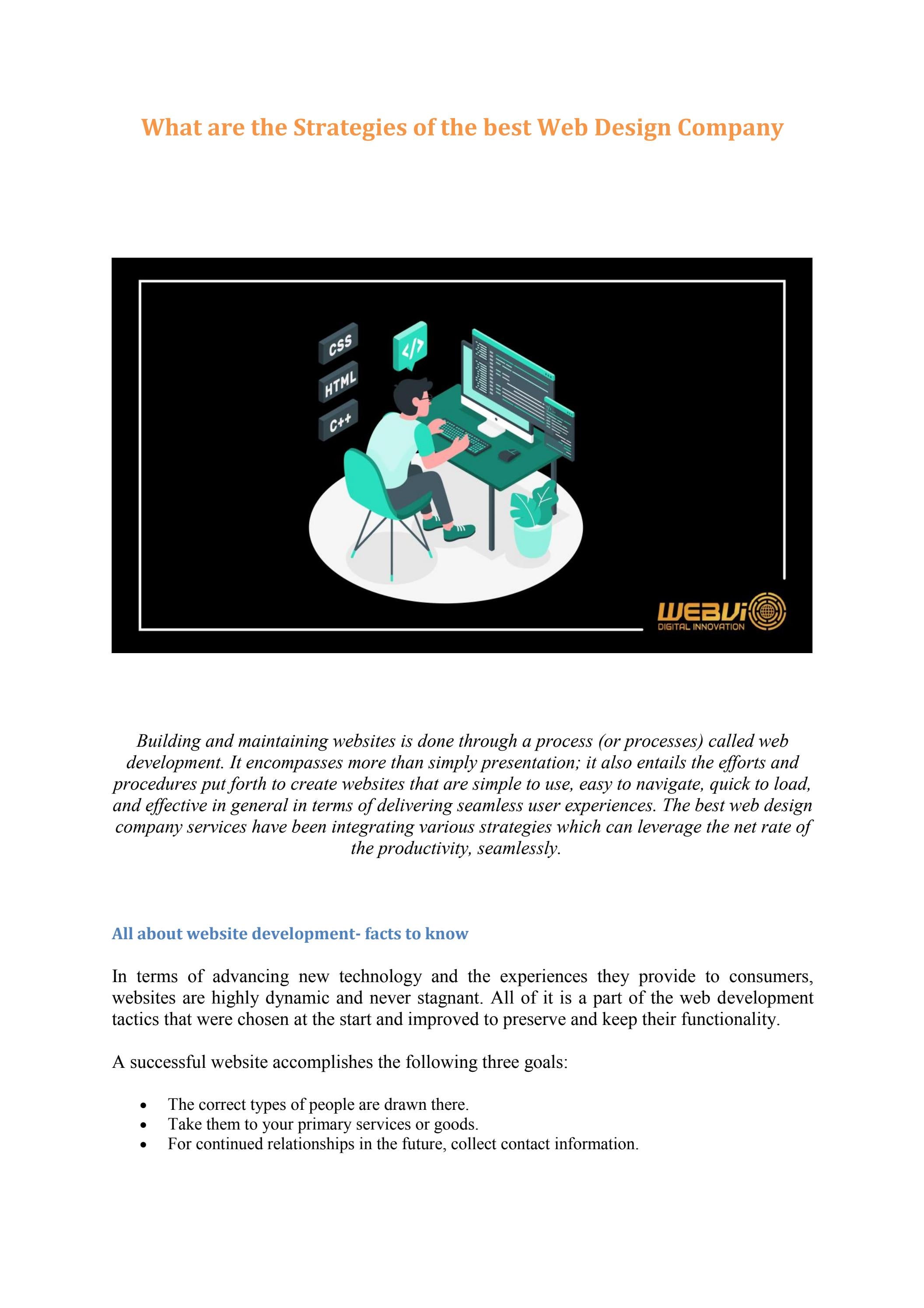 What are the Strategies of the best Web Design Company by Webvio ...