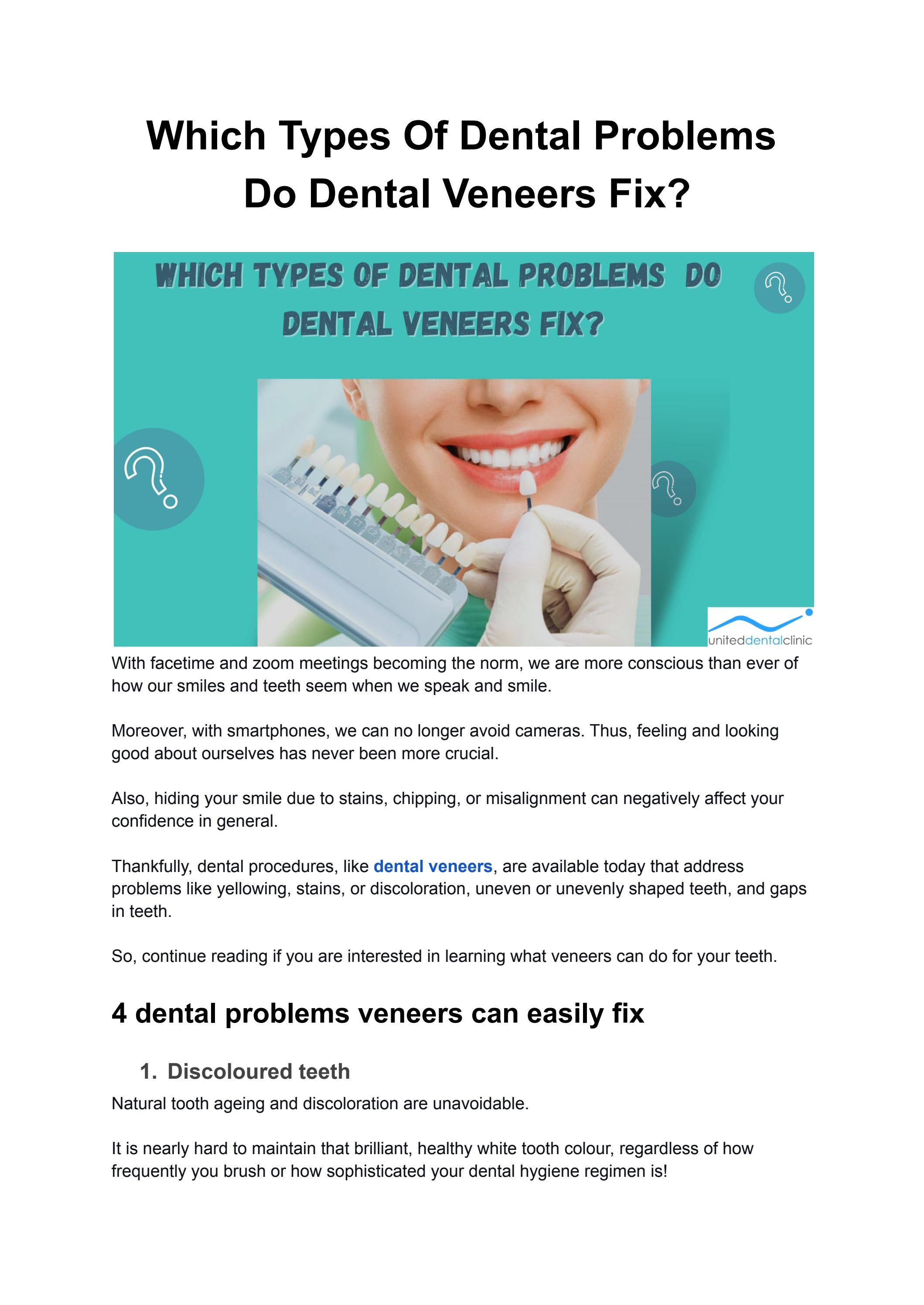 Which Types Of Dental Problems Do Dental Veneers Fix? by United Dental ...