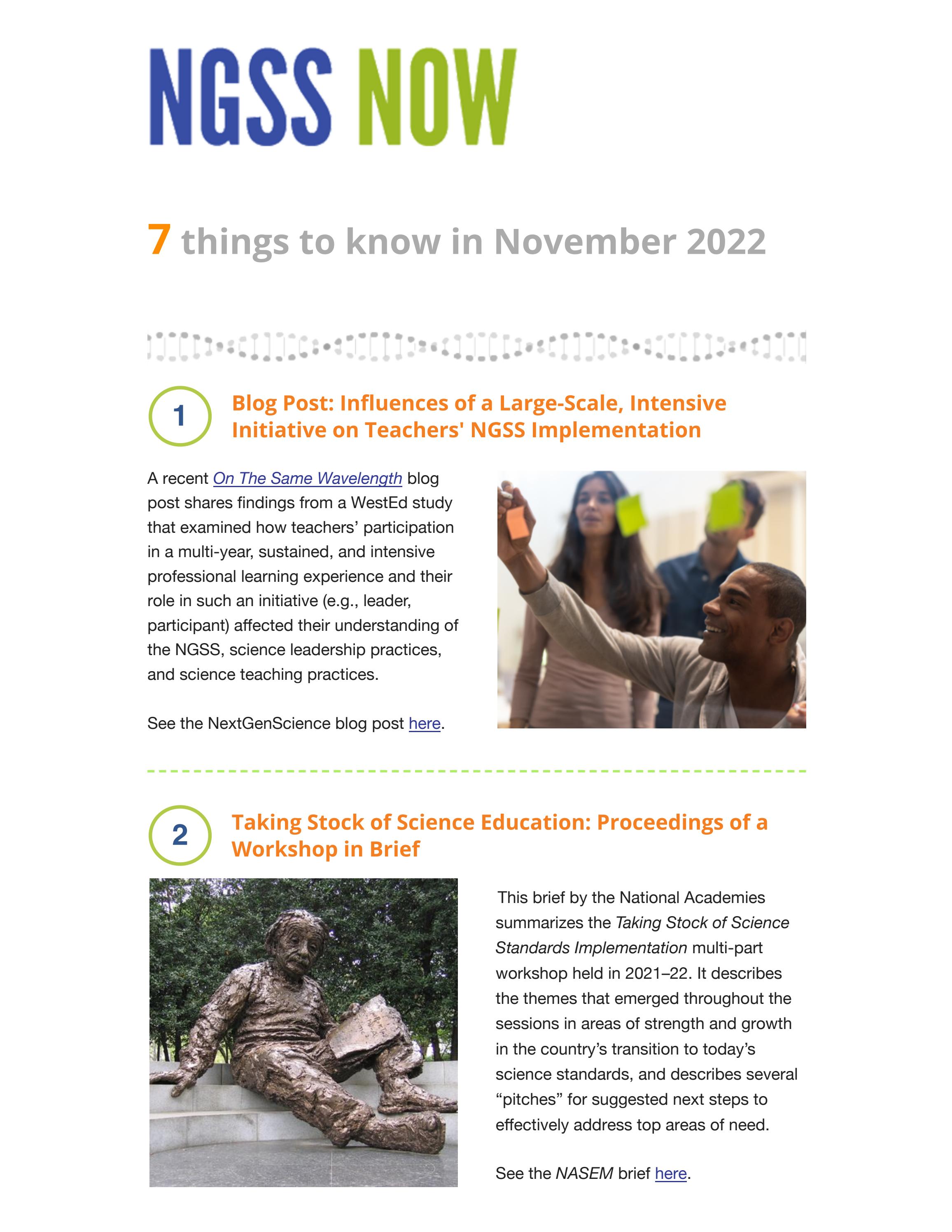 November 2022 NGSS Now Newsletter by NextGenScience - Issuu