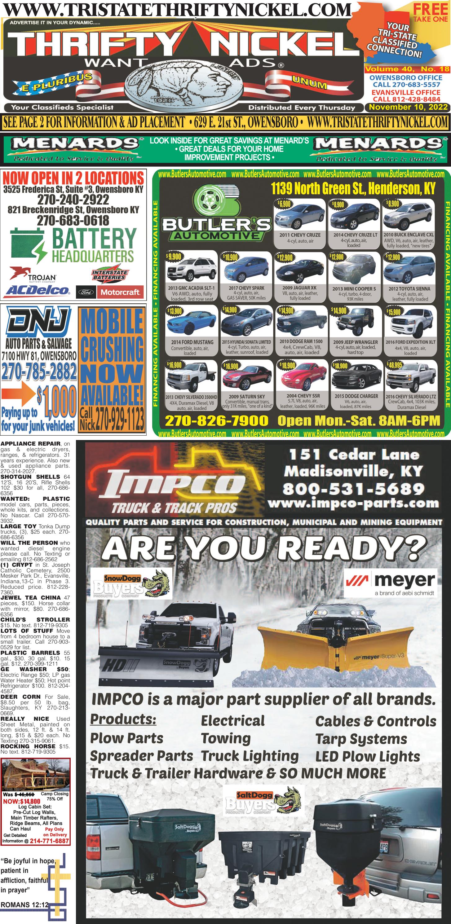 Tri State Thrifty Nickel 11-10-22 Issue by Thrifty Nickel of Evansville ...