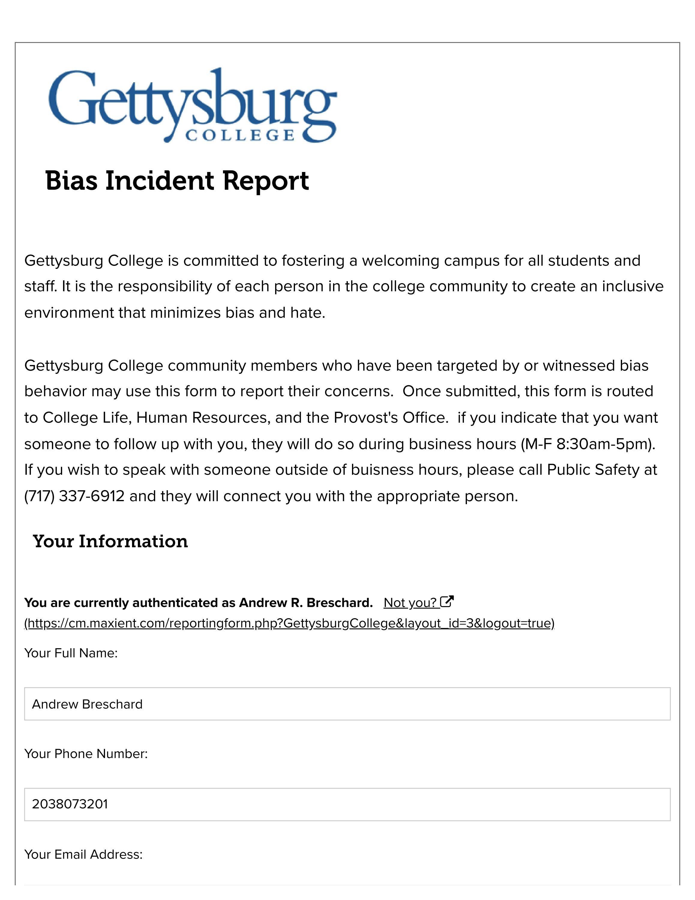 Gettysburg College Bias Report #000005498 by Young America's Foundation ...