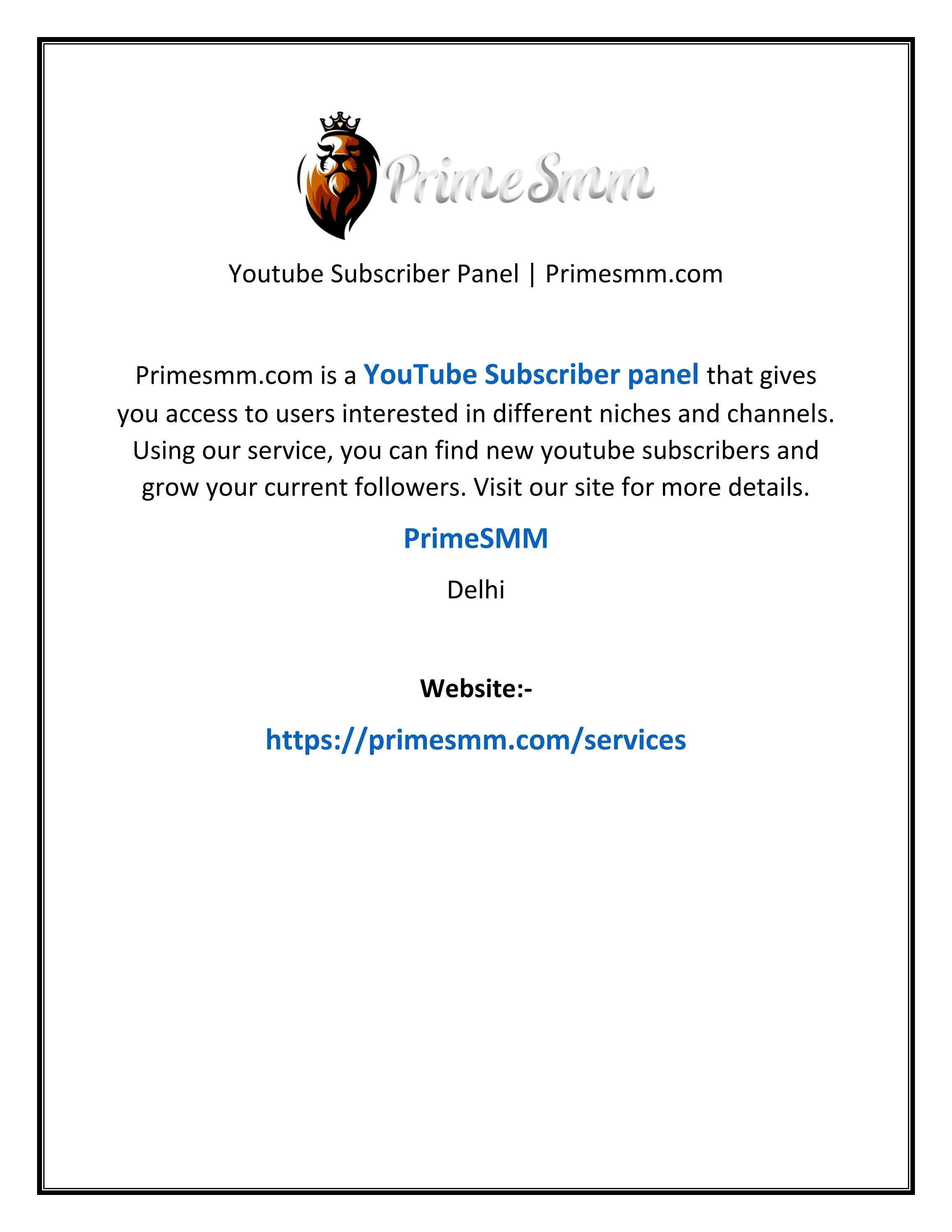 Youtube Subscriber Panel | Primesmm.com by Prime SMM - Issuu