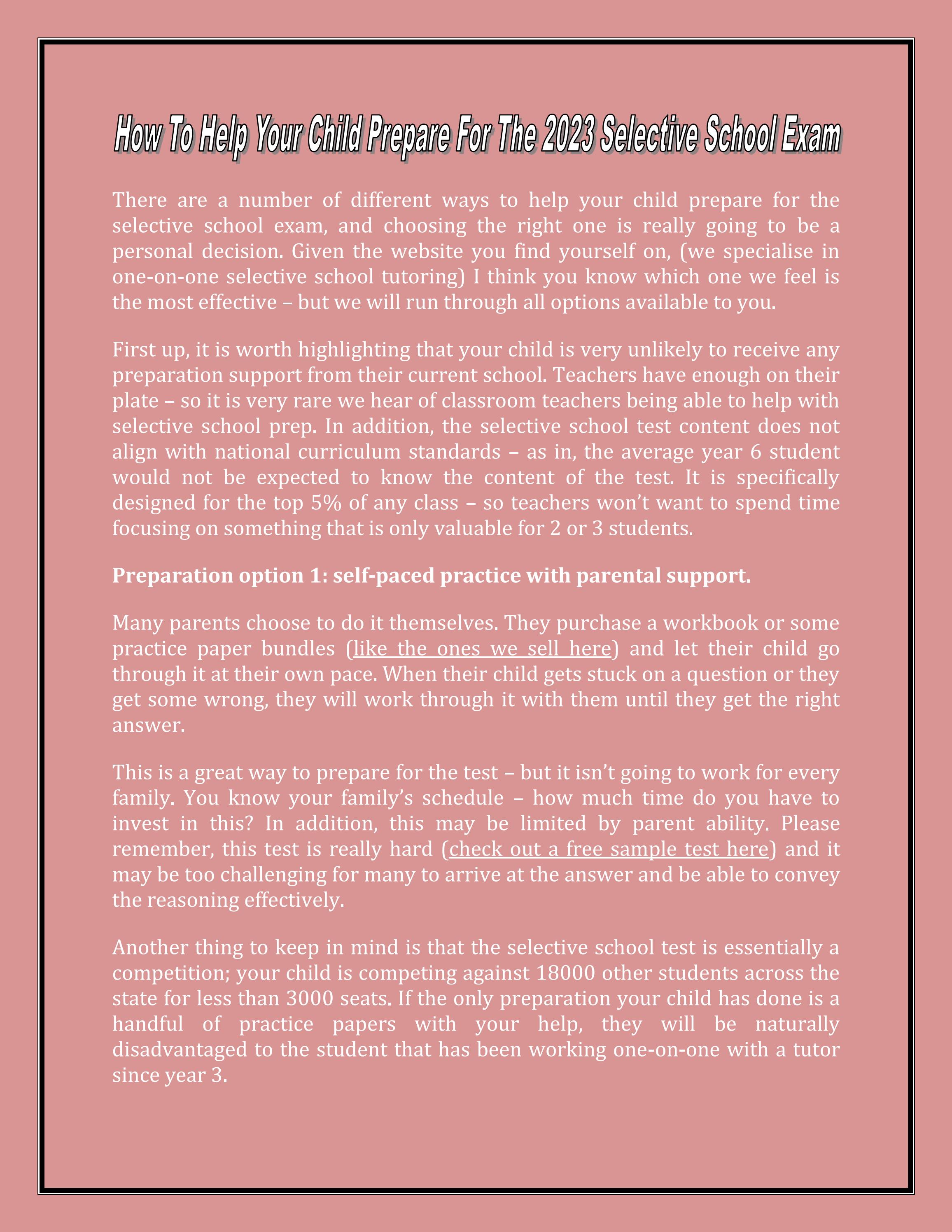 How To Help Your Child Prepare For The 2023 Selective School Exam By how-to-help-your-child-prepare-for-the-2023-selective-school-exam-by