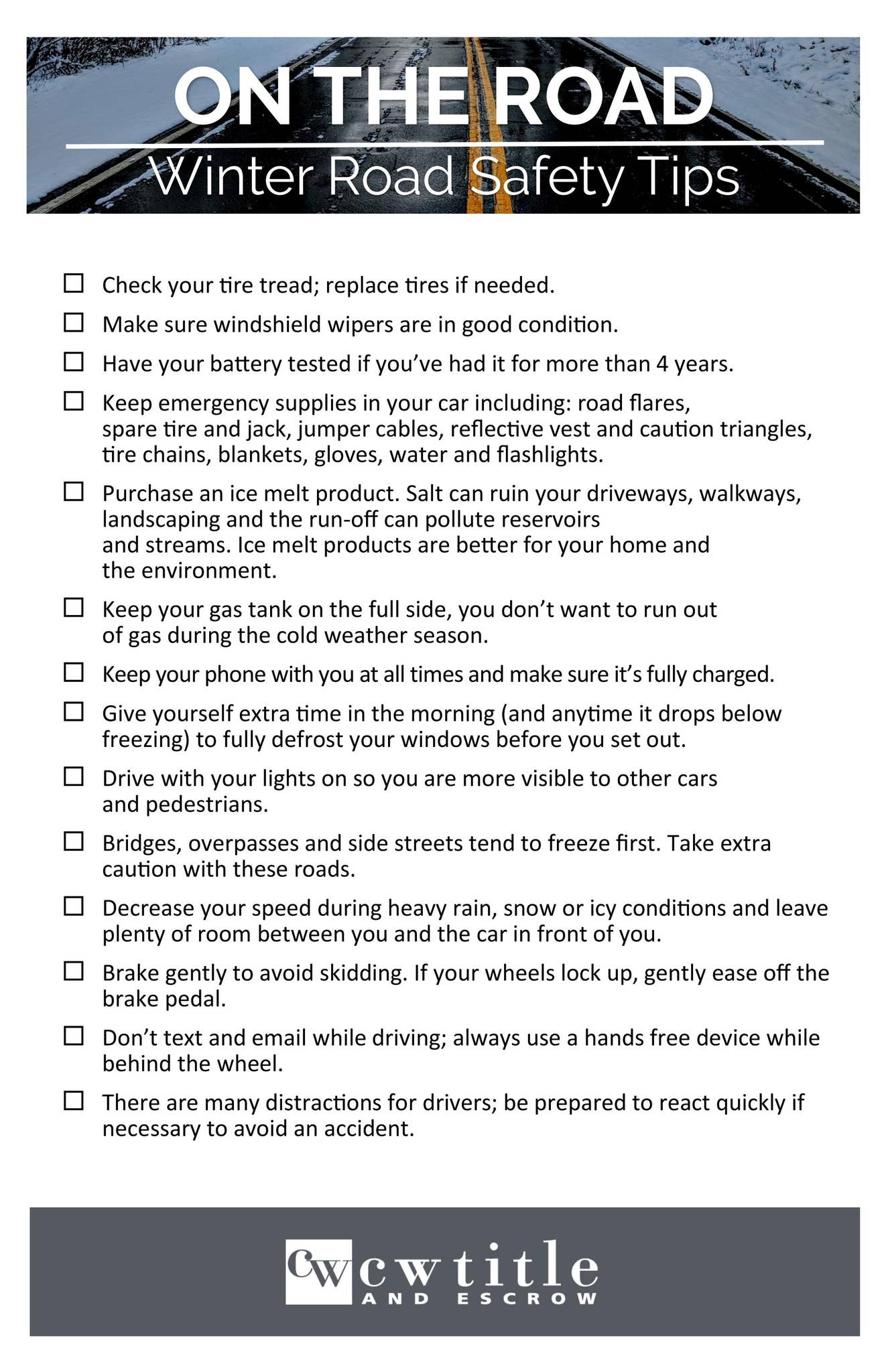 Winter Road Safety Tips 2022 by CW Title and Escrow - Issuu
