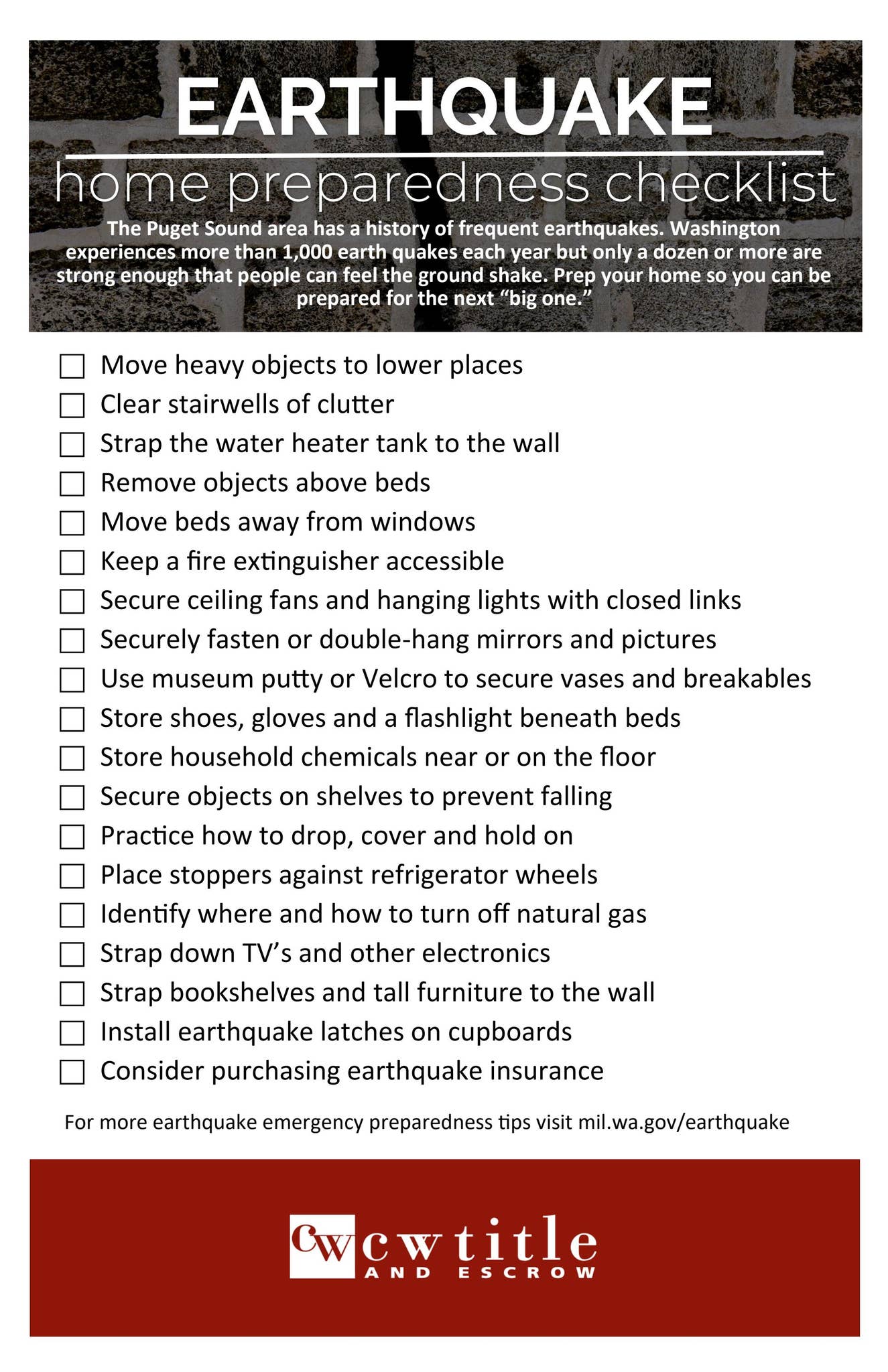 Earthquake Supplies Checklist