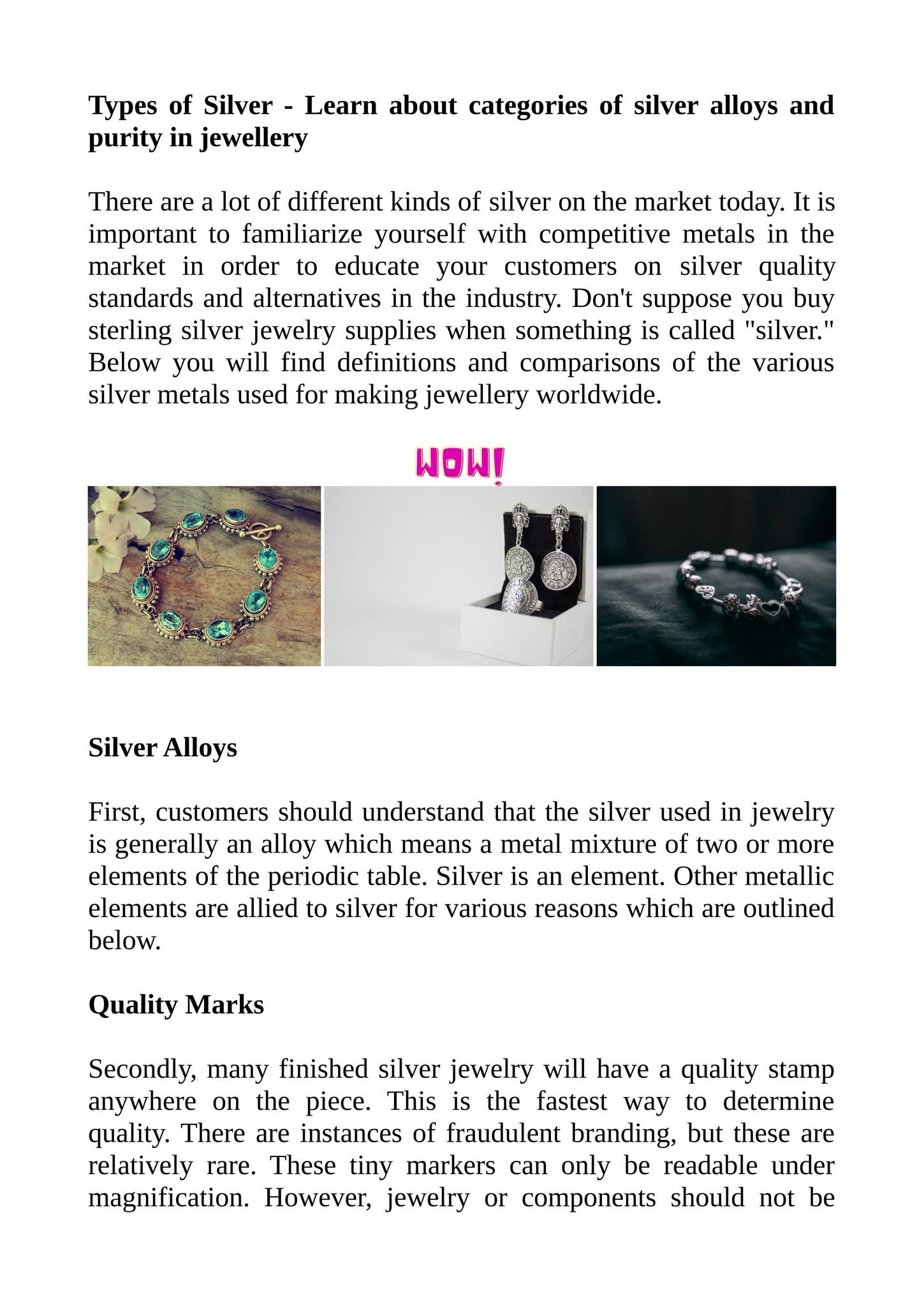 Types of Silver - Learn about categories of silver alloys and purity in ...