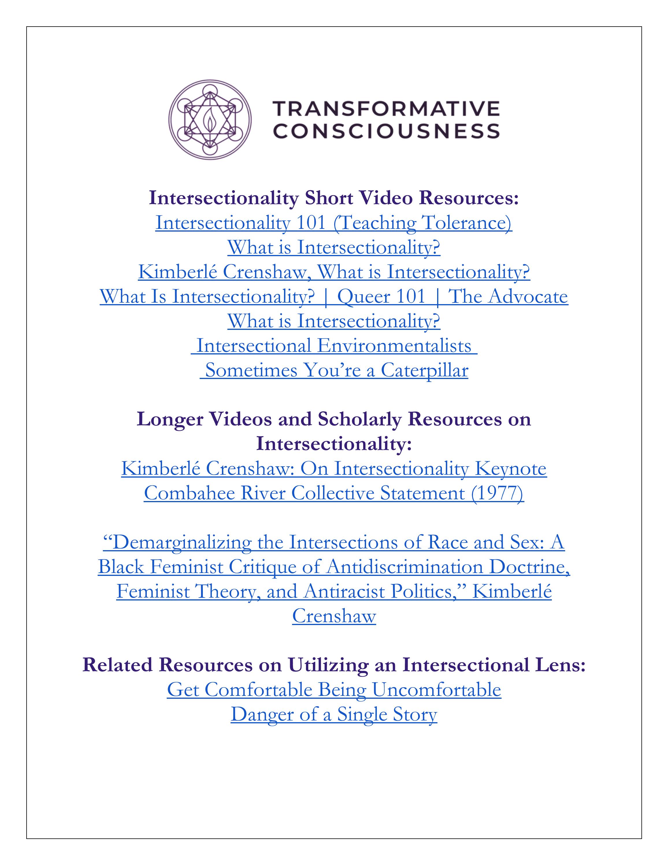 Intersectionality Resources by transformativeconsciousness - Issuu