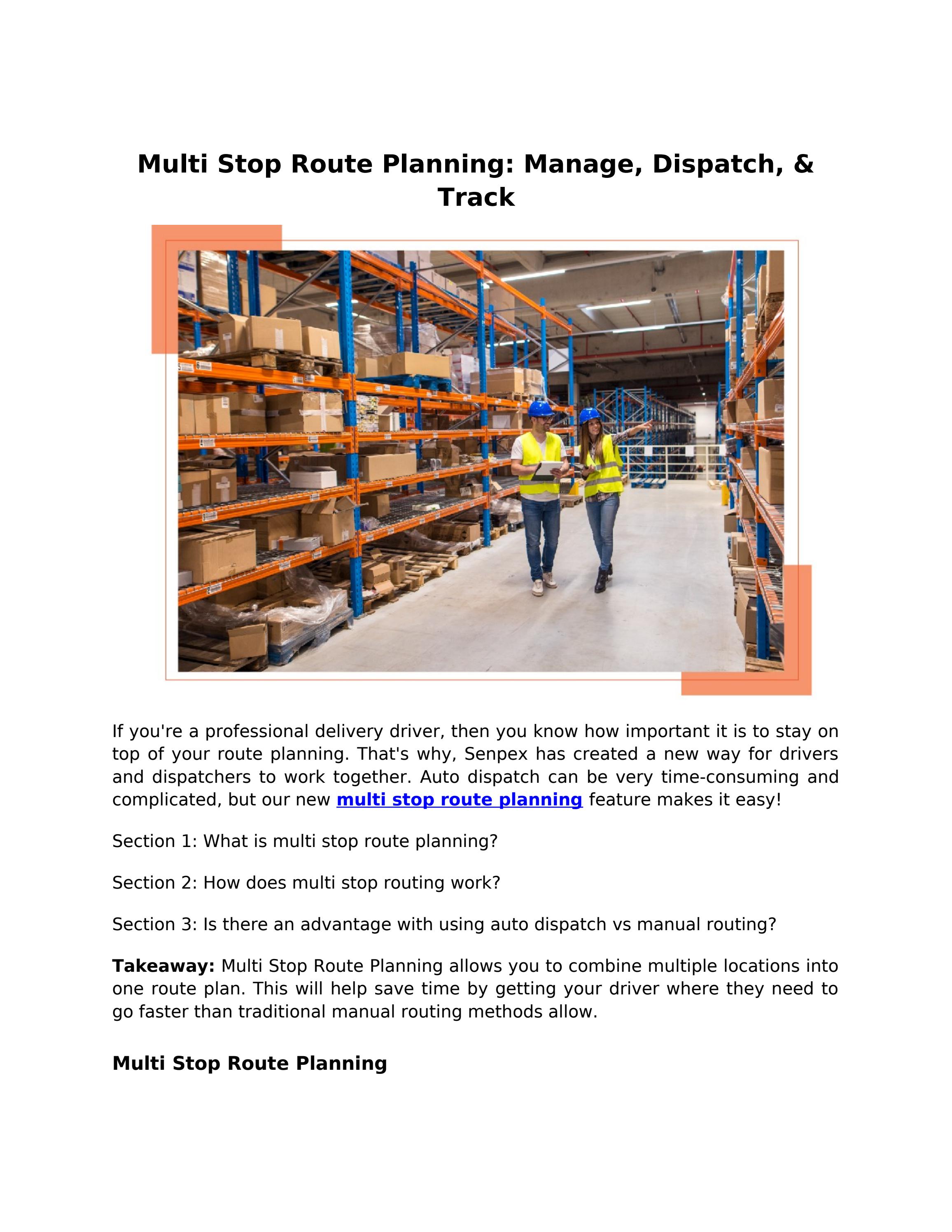 Multi Stop Route Planning: Manage, Dispatch, & Track by Senpex - Issuu