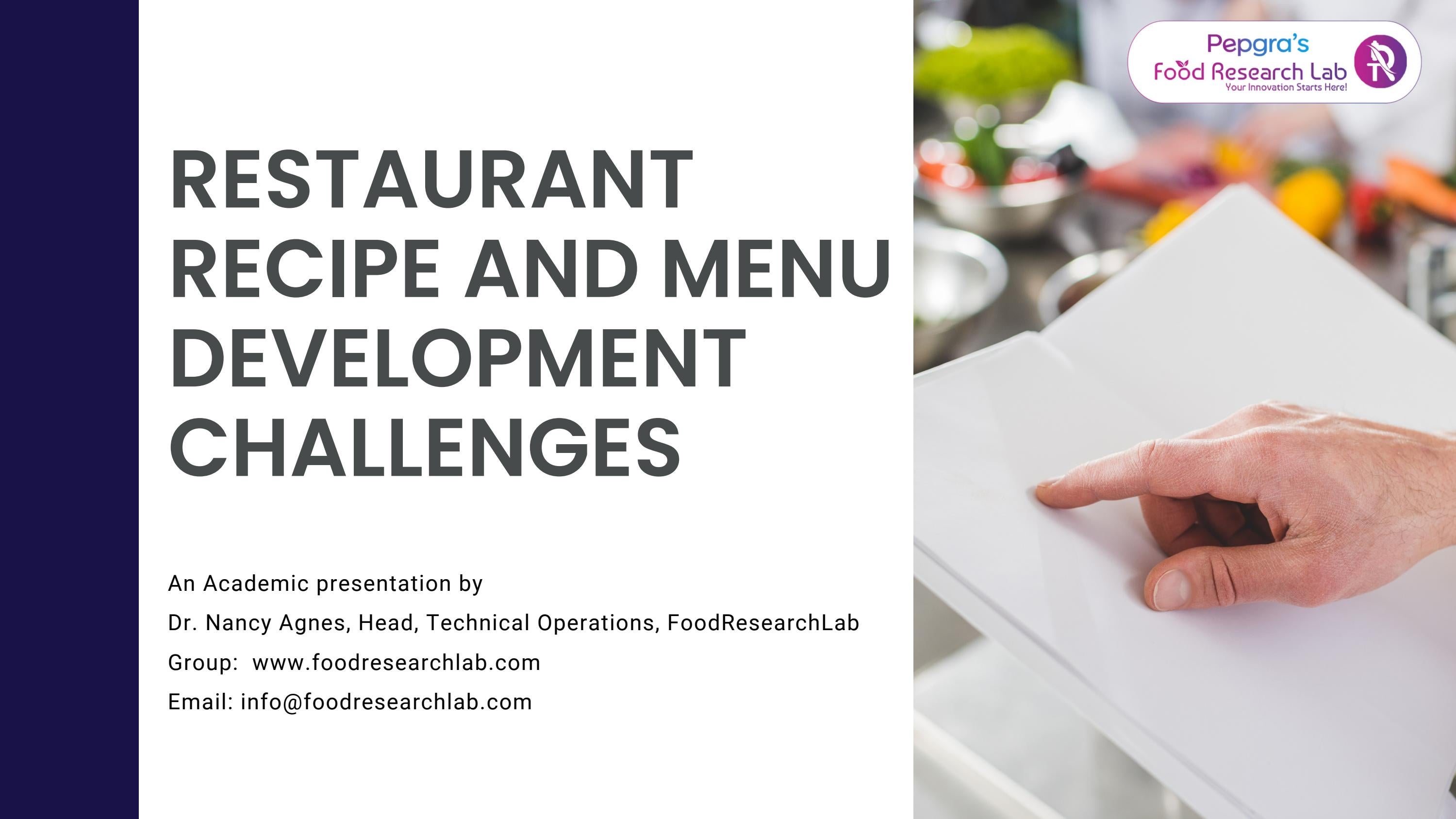 Restaurant Recipe And Menu Development Challenges - FoodResearchLab by ...