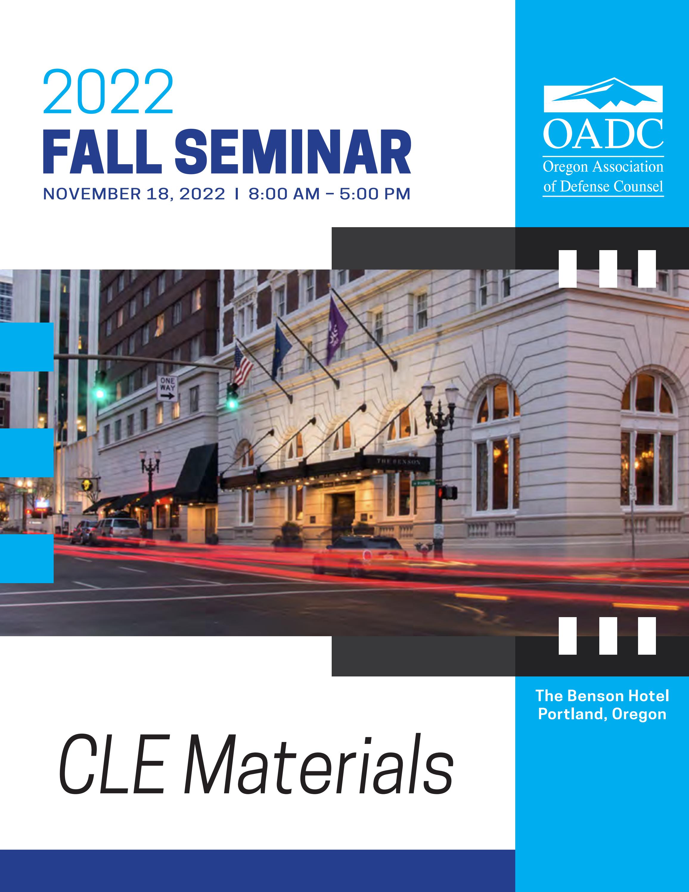 OADC Fall Seminar CLE by OADC - Issuu
