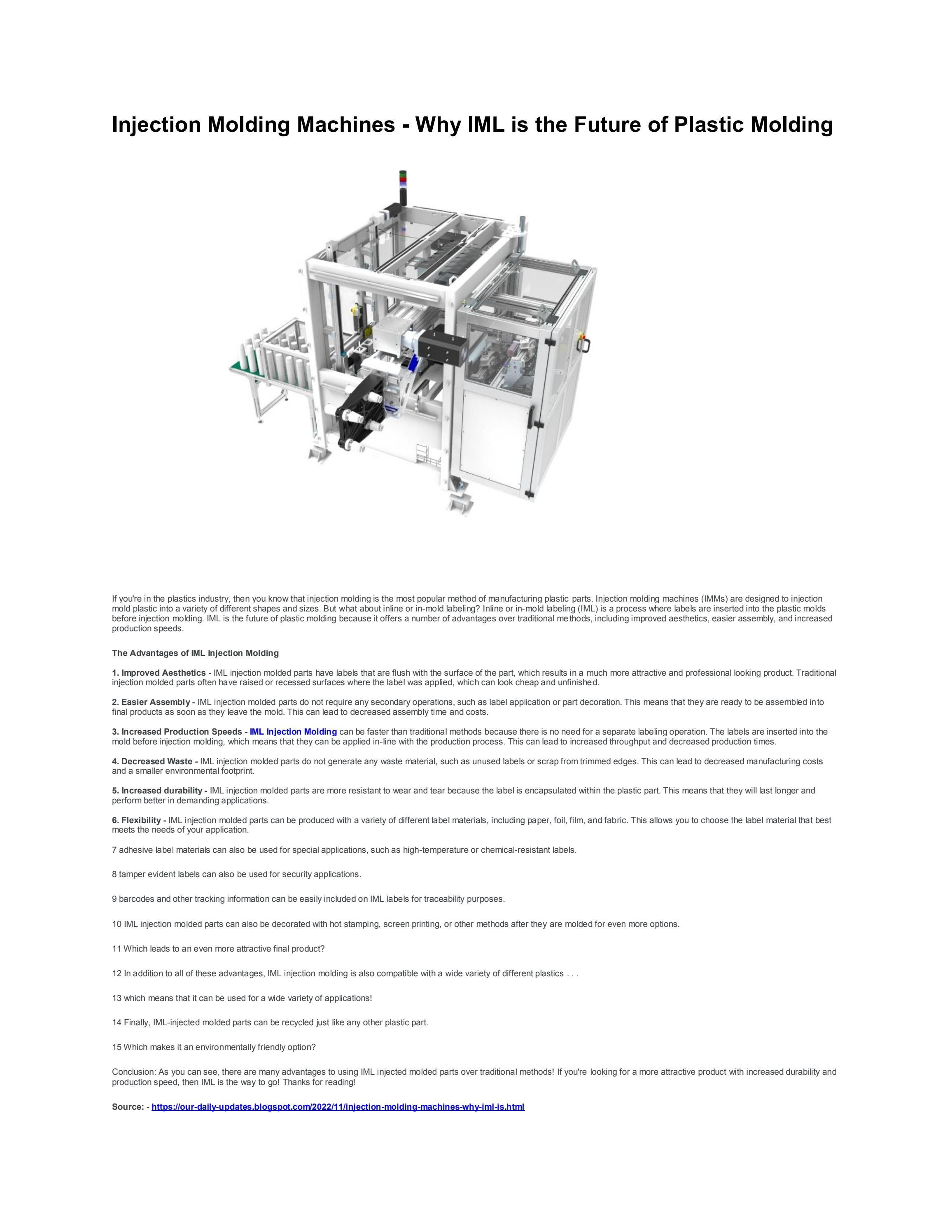 Injection Molding Machines - Why IML is the Future of Plastic Molding ...