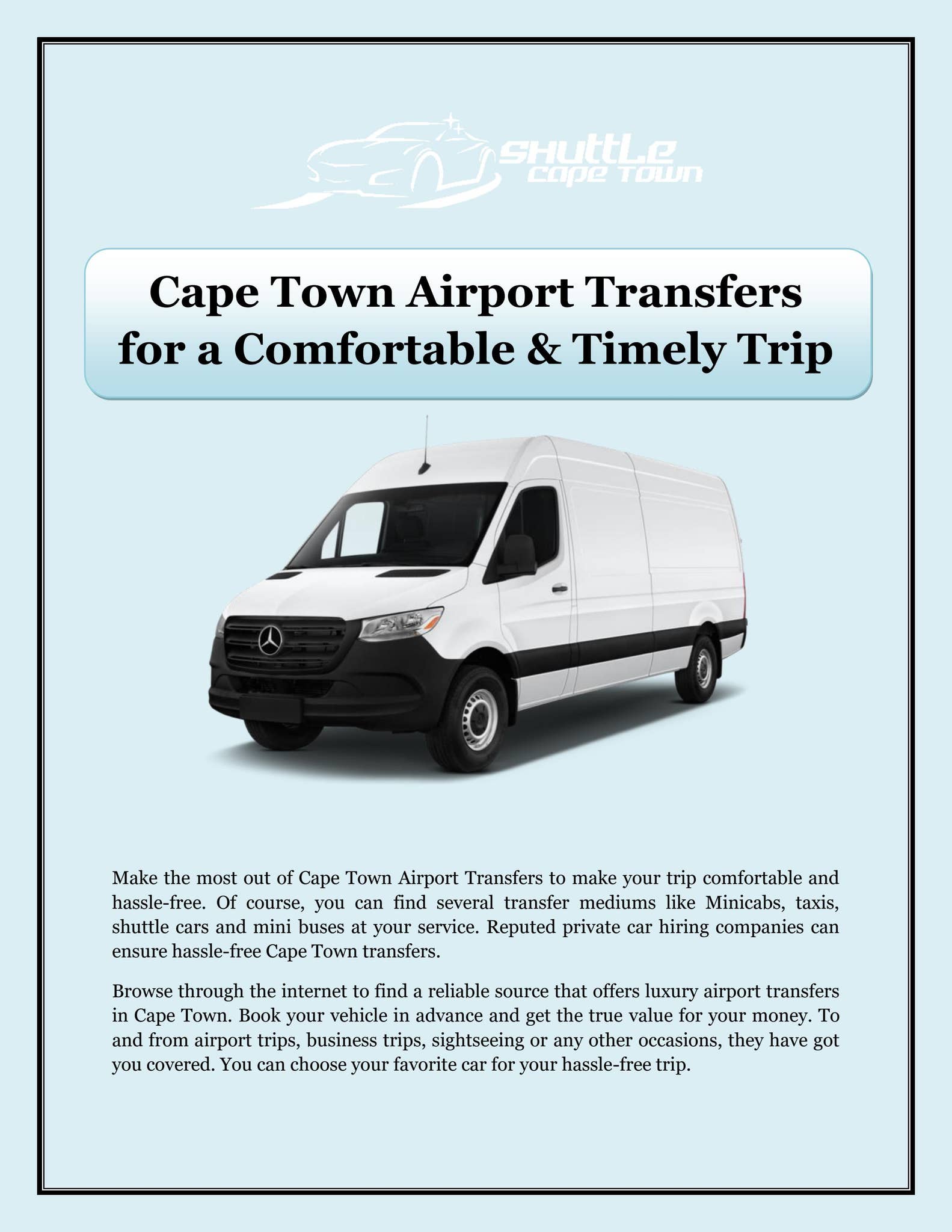 Cape Town Airport Transfers for a Comfortable & Timely Trip by CTSC ...