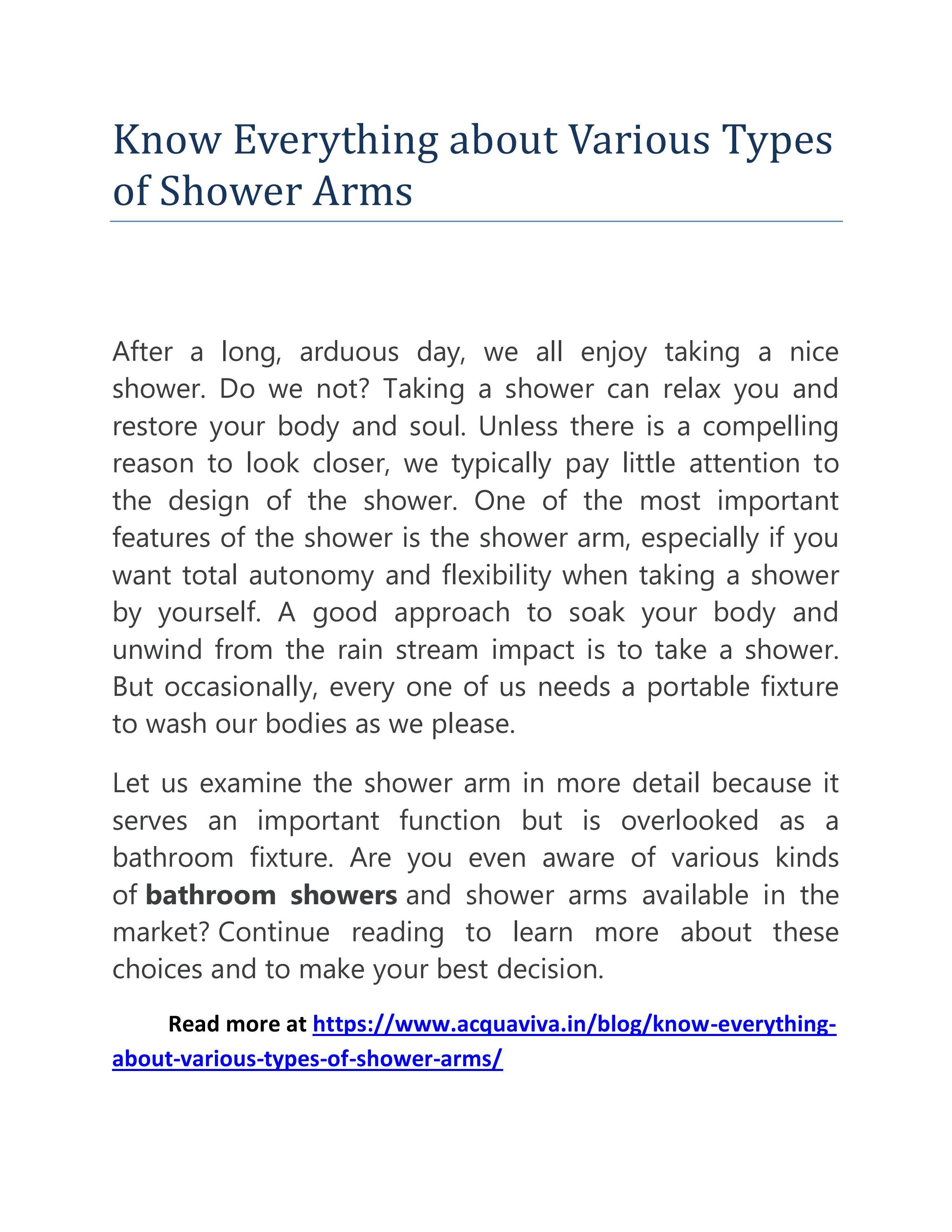 Know Everything About Various Types of Shower Arms by acqua viva - Issuu