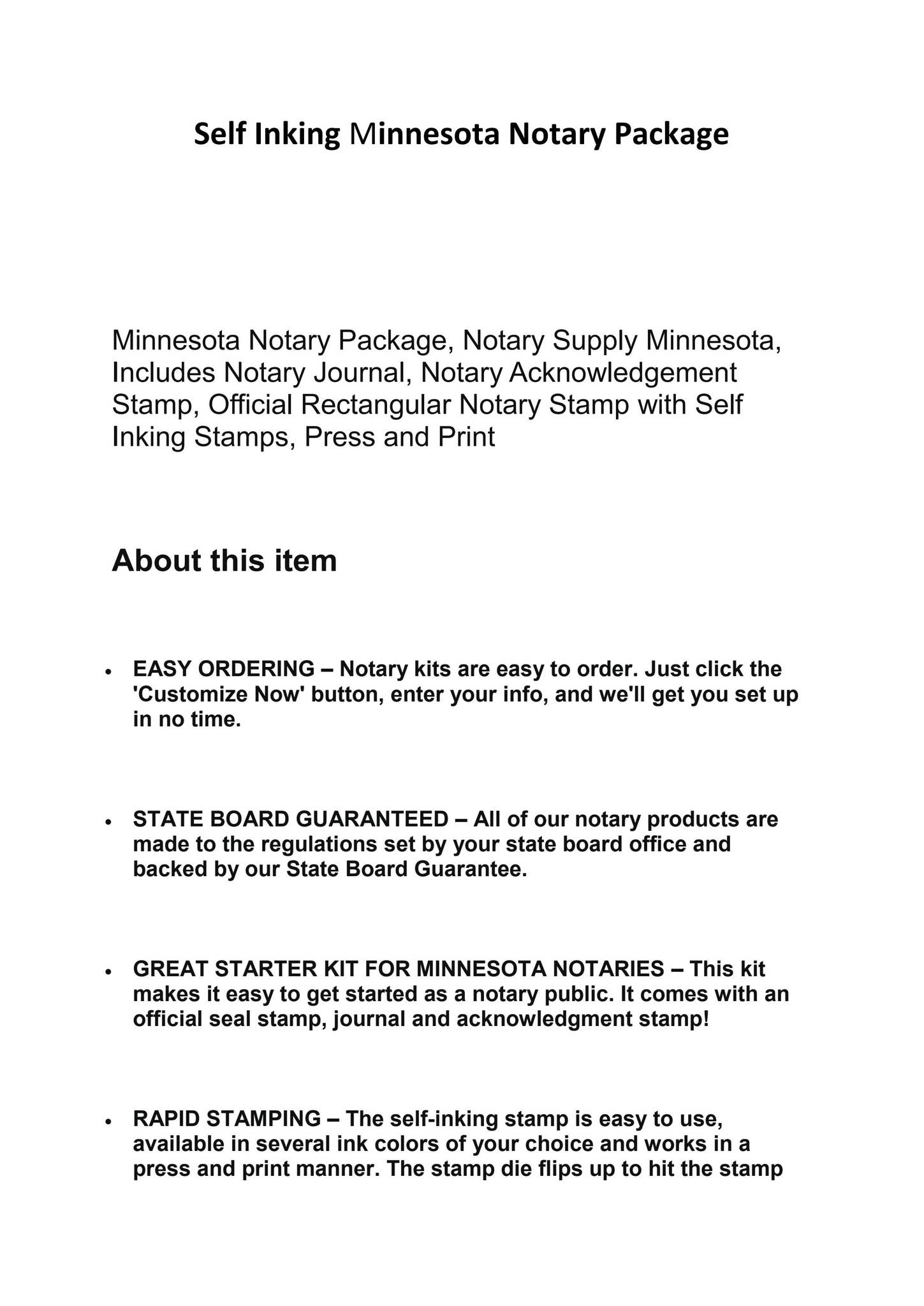 Self Inking Minnesota Notary Package by acornsales - Issuu