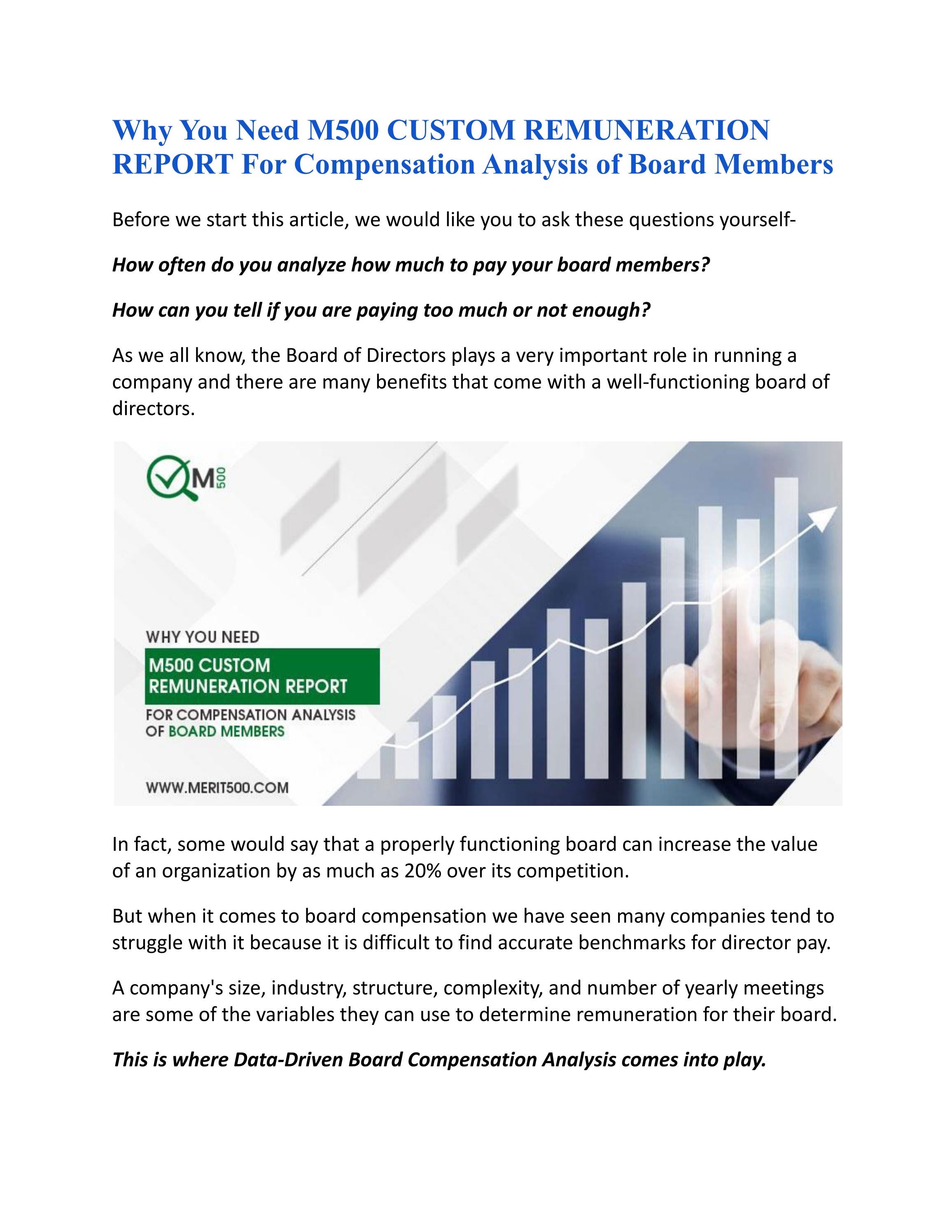 M500 CUSTOM REMUNERATION REPORT for Compensation Analysis for Board ...