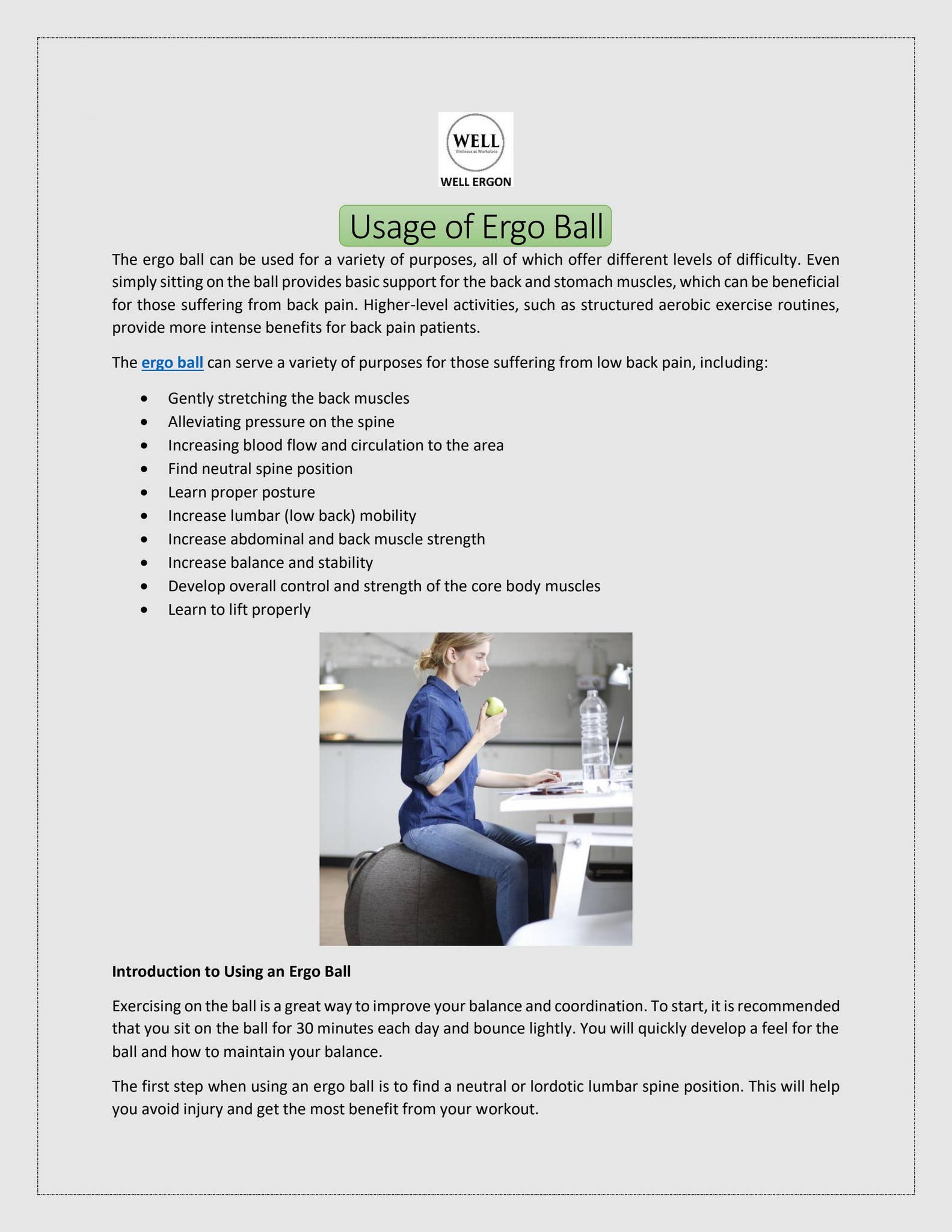 Usage of Ergo Ball by WELL ERGON - Issuu
