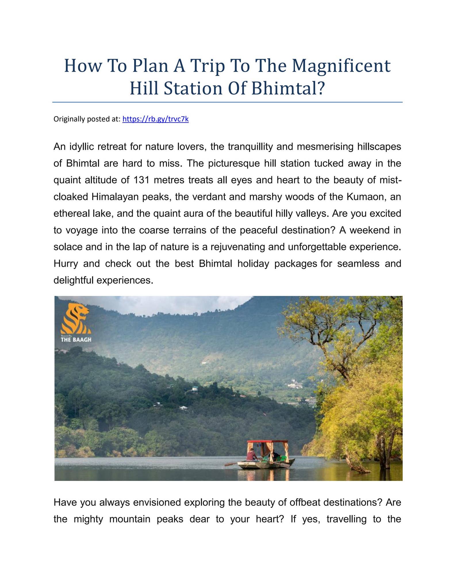 How To Plan A Trip To The Magnificent Hill Station Of Bhimtal by ...