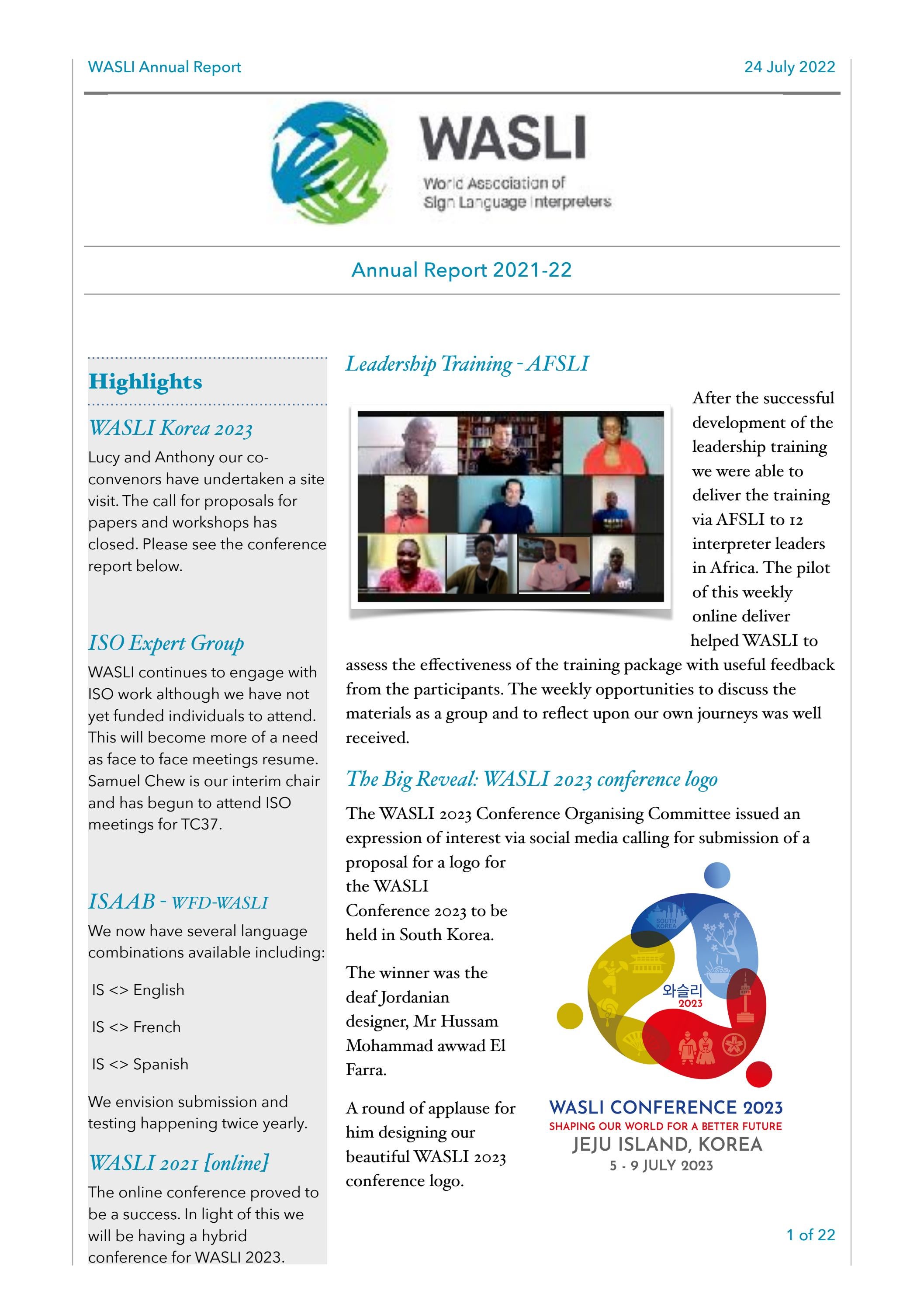 2021-2022 WASLI Annual Report by WASLI Publications - Issuu