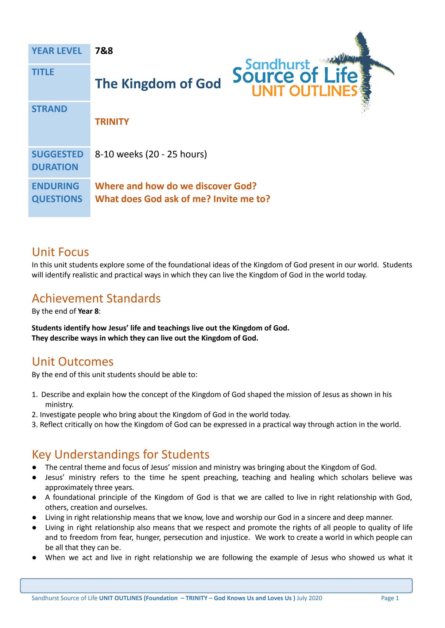 The Kingdom of God - Year 7&8 - The Trinity by Catholic Education ...