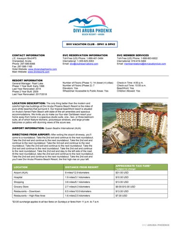 Divi Aruba Phoenix Beach Resort, Aruba - DVC Fact Sheet by Divi Resorts ...