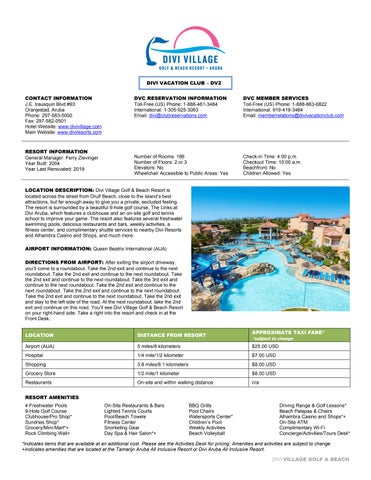 Divi Village Golf & Beach Resort - Golf Villas, Aruba - DVC Fact Sheet ...