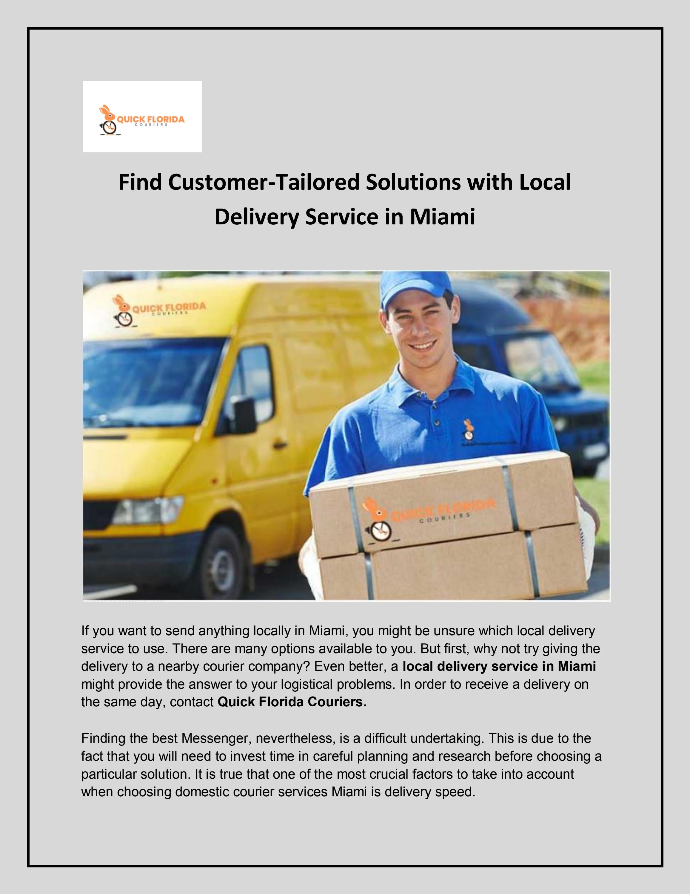 Local Delivery Service in Miami - Quick Florida Couriers by Quick ...