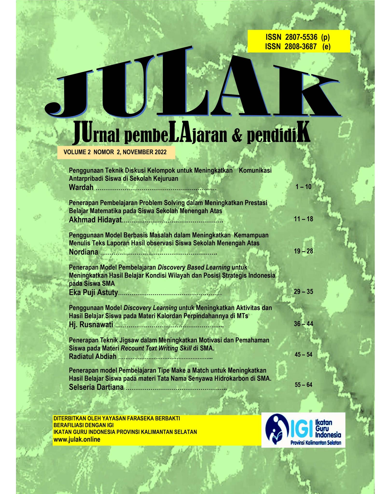 JURNAL JULAK VOL 2 NO 2 NOV 2022 by julakjulak - Issuu