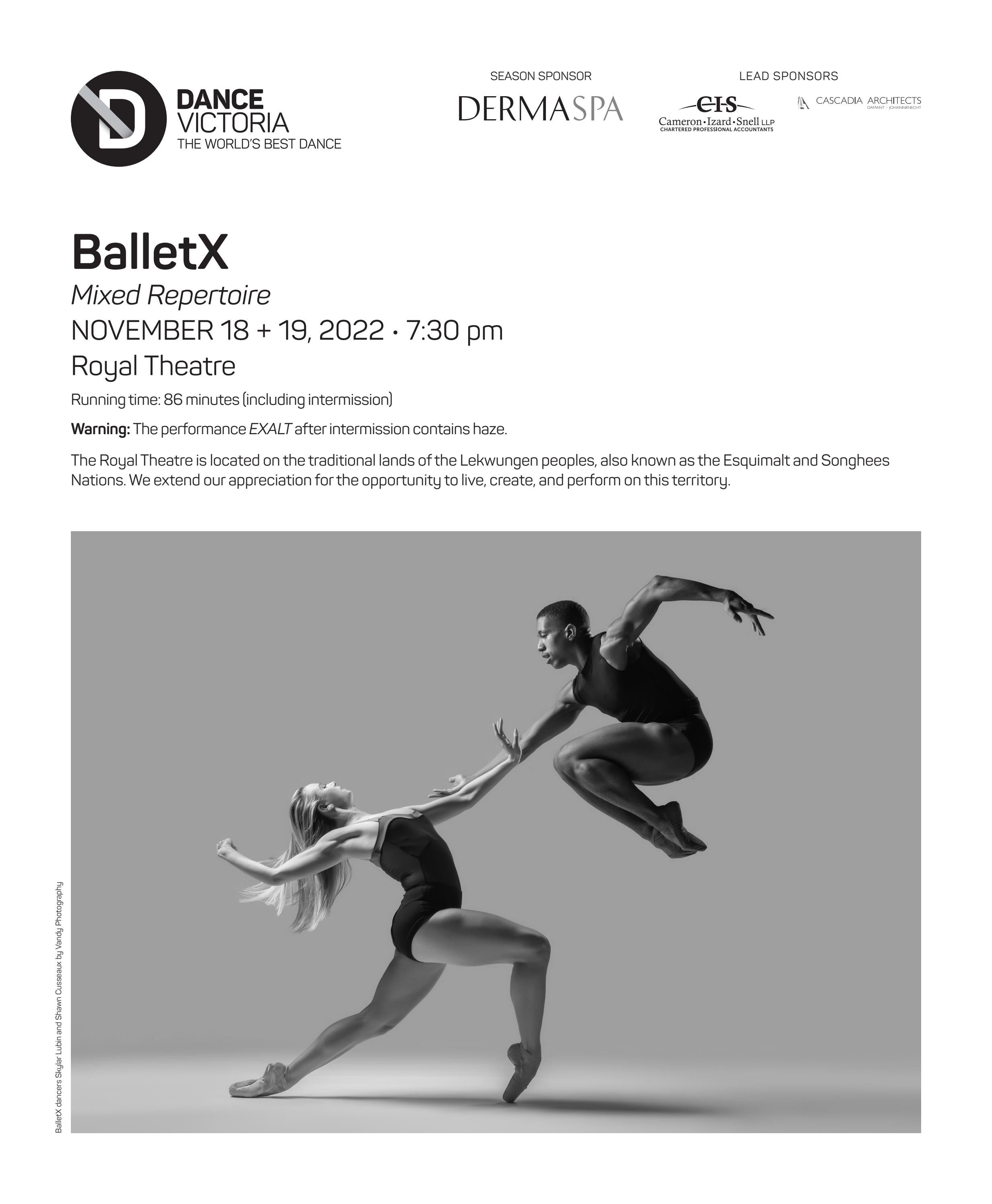 Dance Victoria 2022-2023 Season | BalletX program insert by Dance Victoria - Issuu