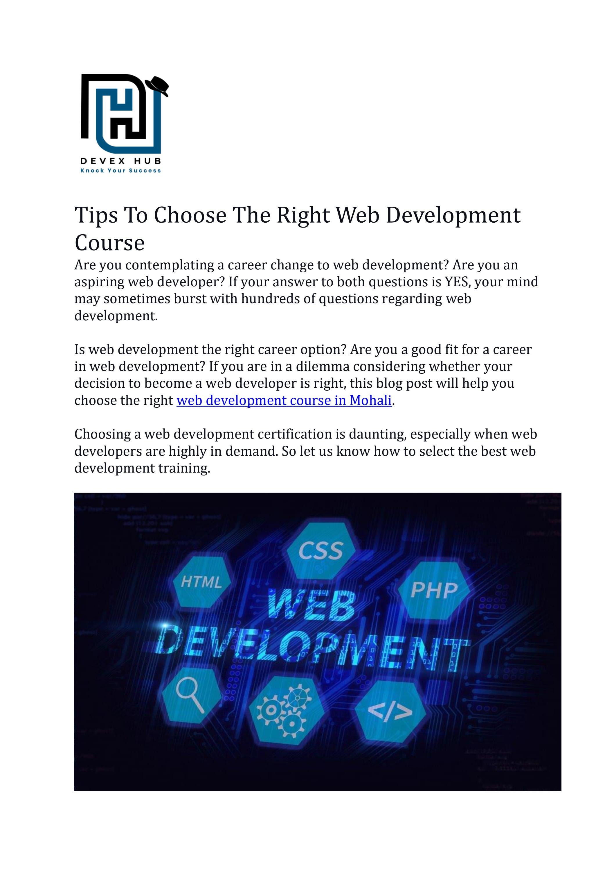 Web Development Course In Mohali By Devex Hub Issuu 2638