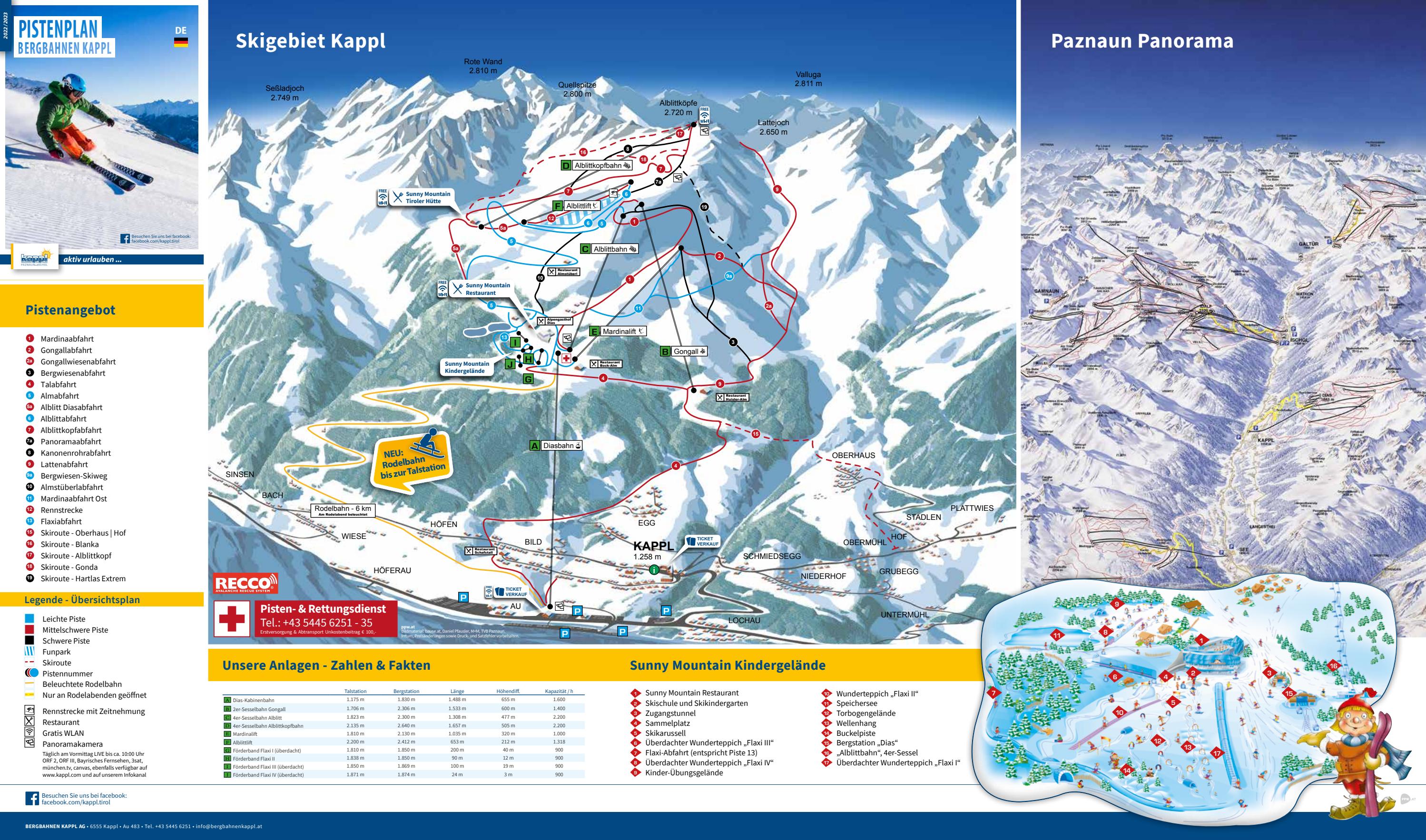 Pistenplan Bergbahnen Kappl Deutsch by Tourismusverband Paznaun ...
