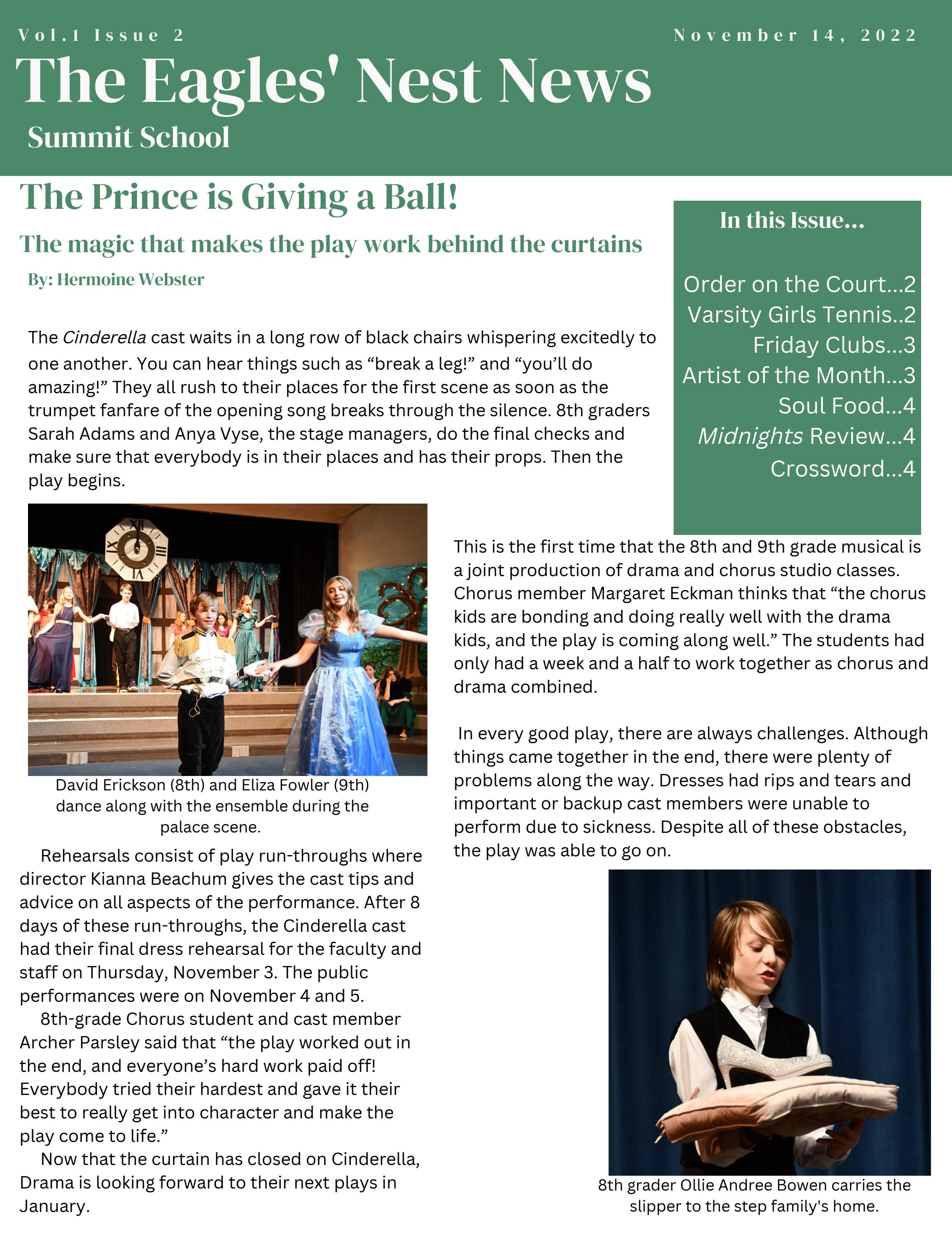 The Eagles' Nest News, volume 2, an 8th grade original by Summit School ...