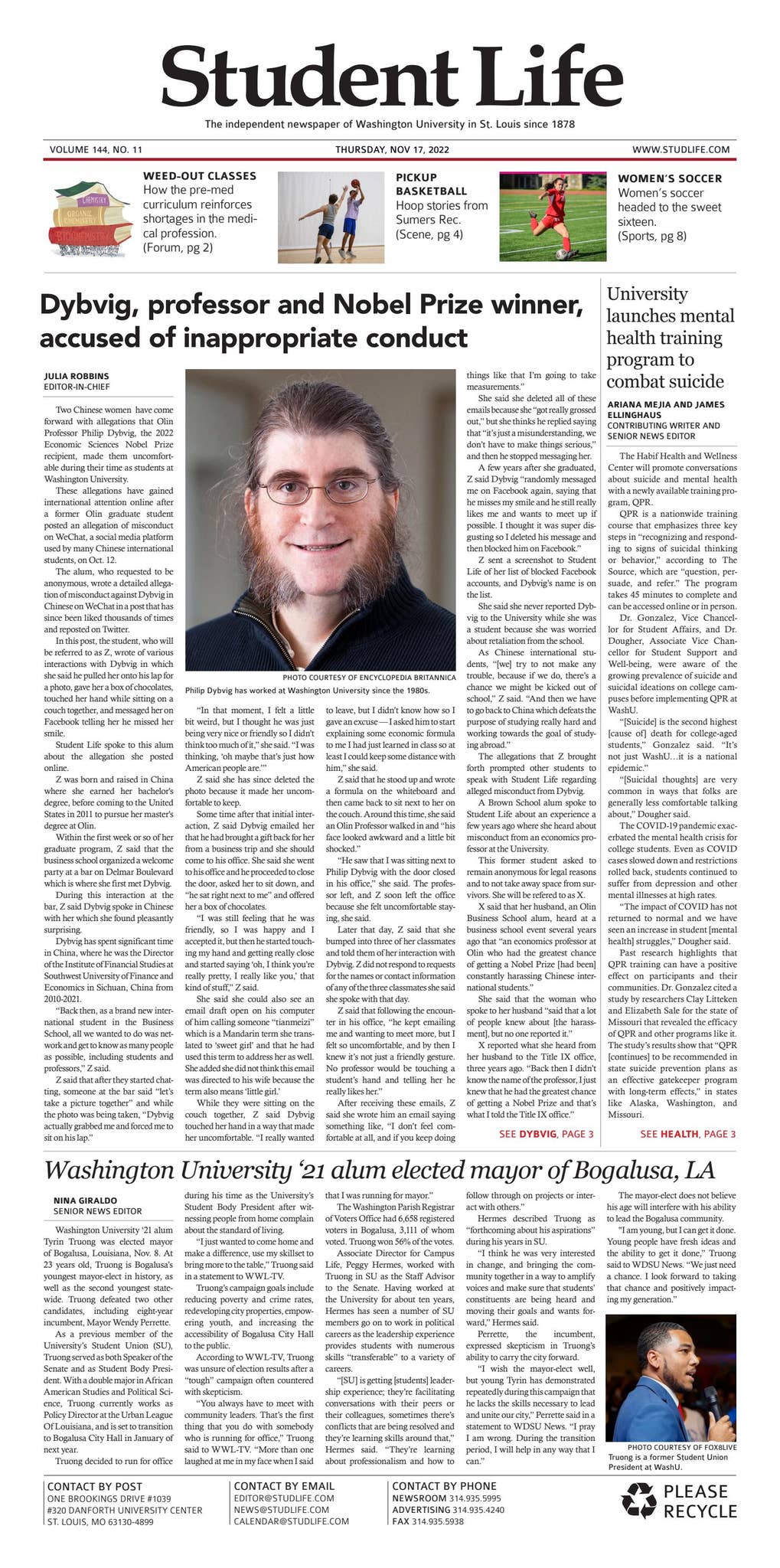 November 17 2022 Student Life newspaper at Washington University in St ...