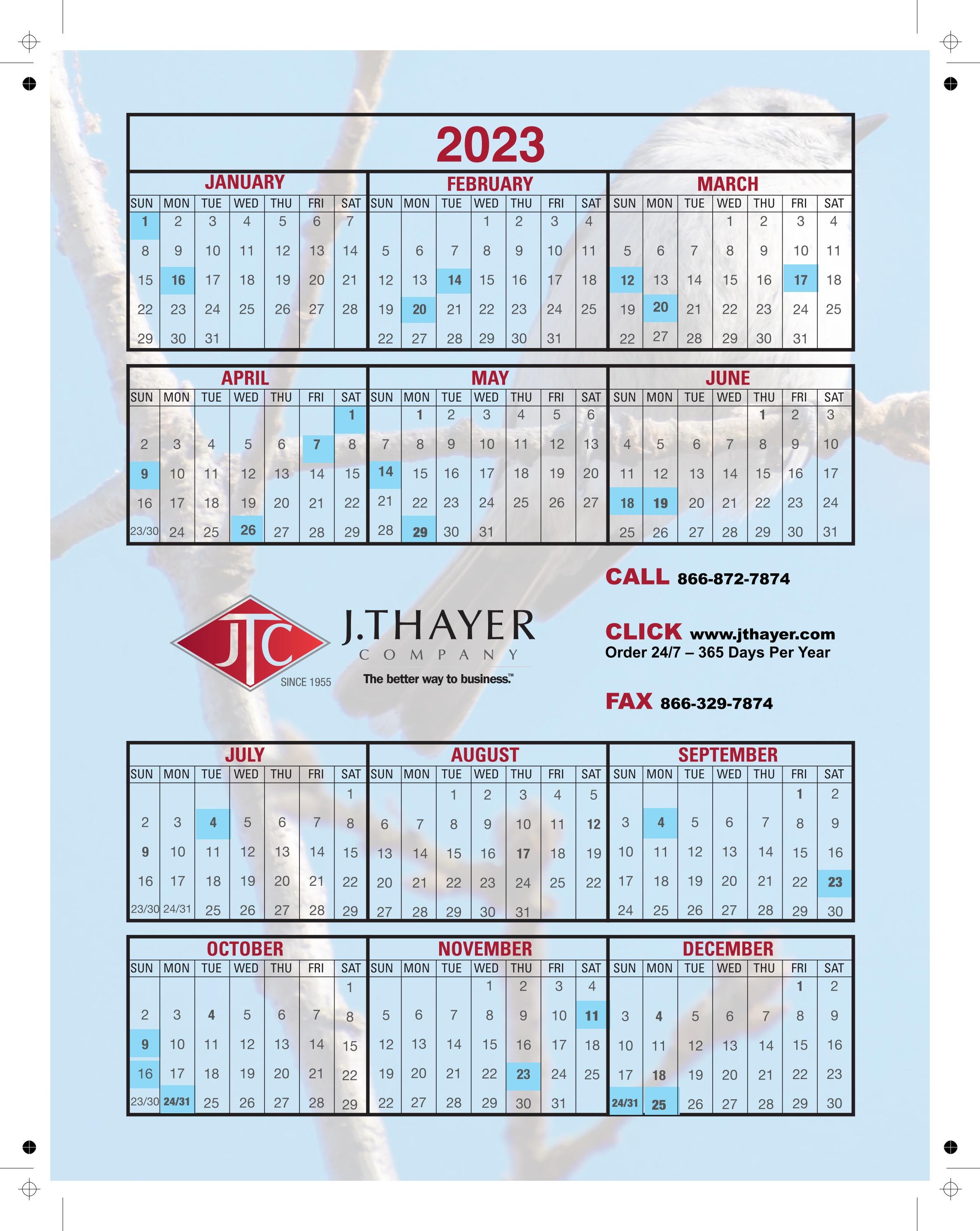 2023 J Thayer Calendar Proofs by Bill Newcomer - Issuu