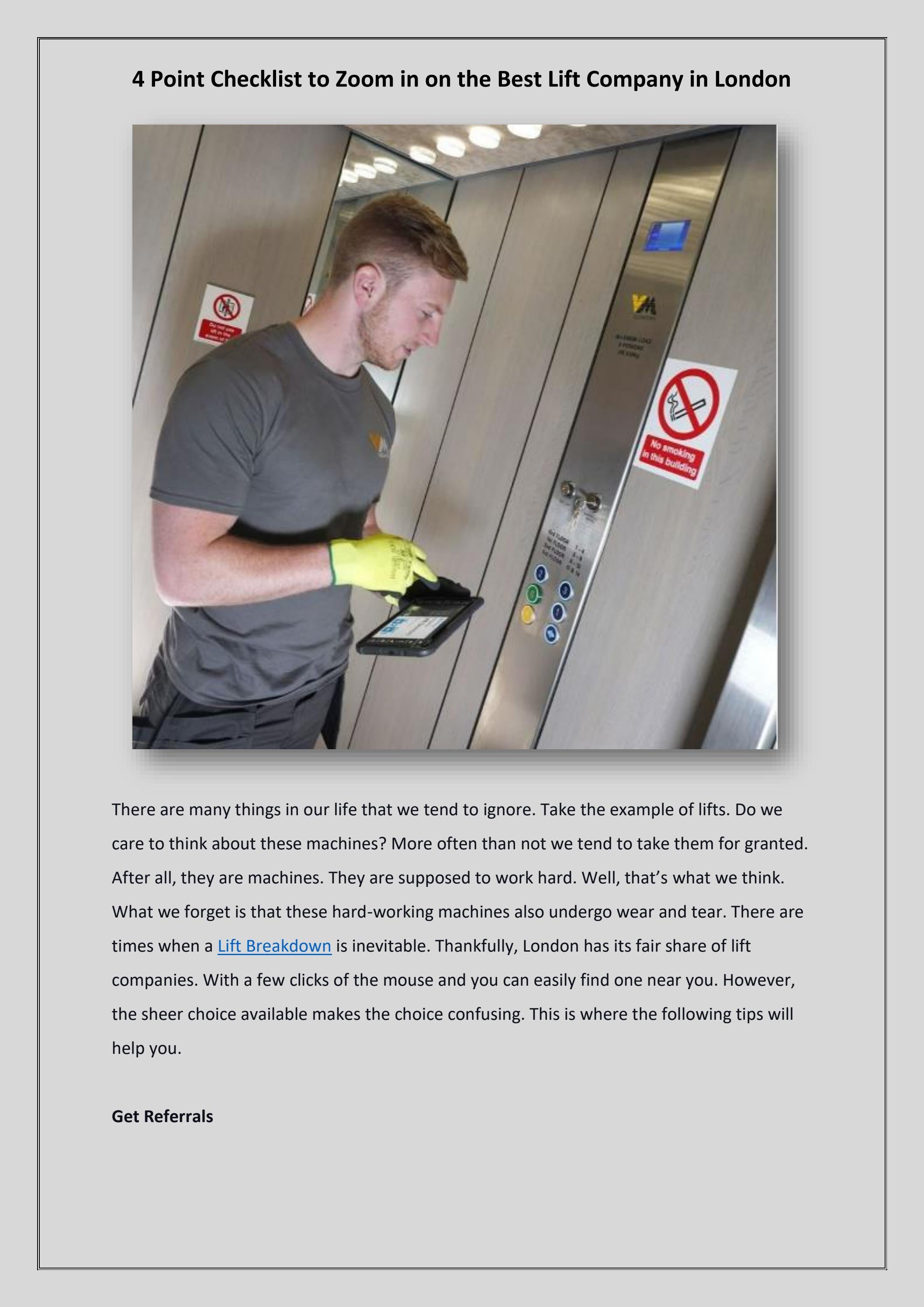 4 Point Checklist to Zoom in on the Best Lift Company in London by ...